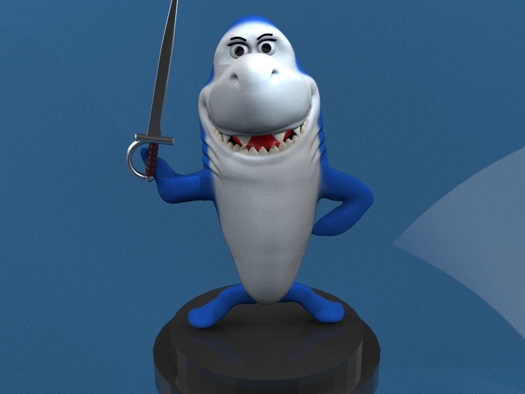 Jabberjaw shark figurine holding sword 3D model 3D printable | CGTrader