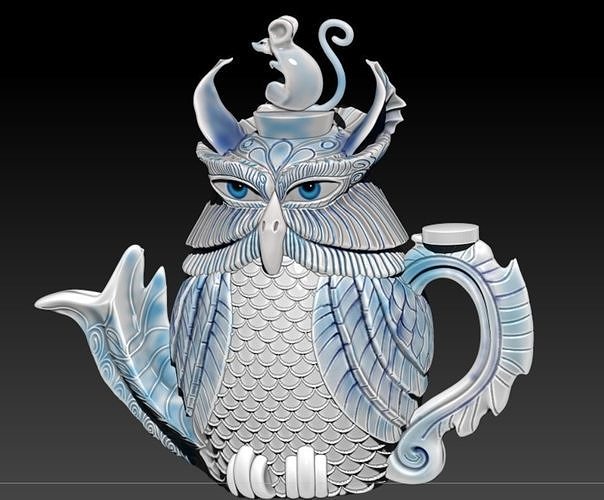 owl-shaped teapot stl ready 3D model 3D printable | CGTrader