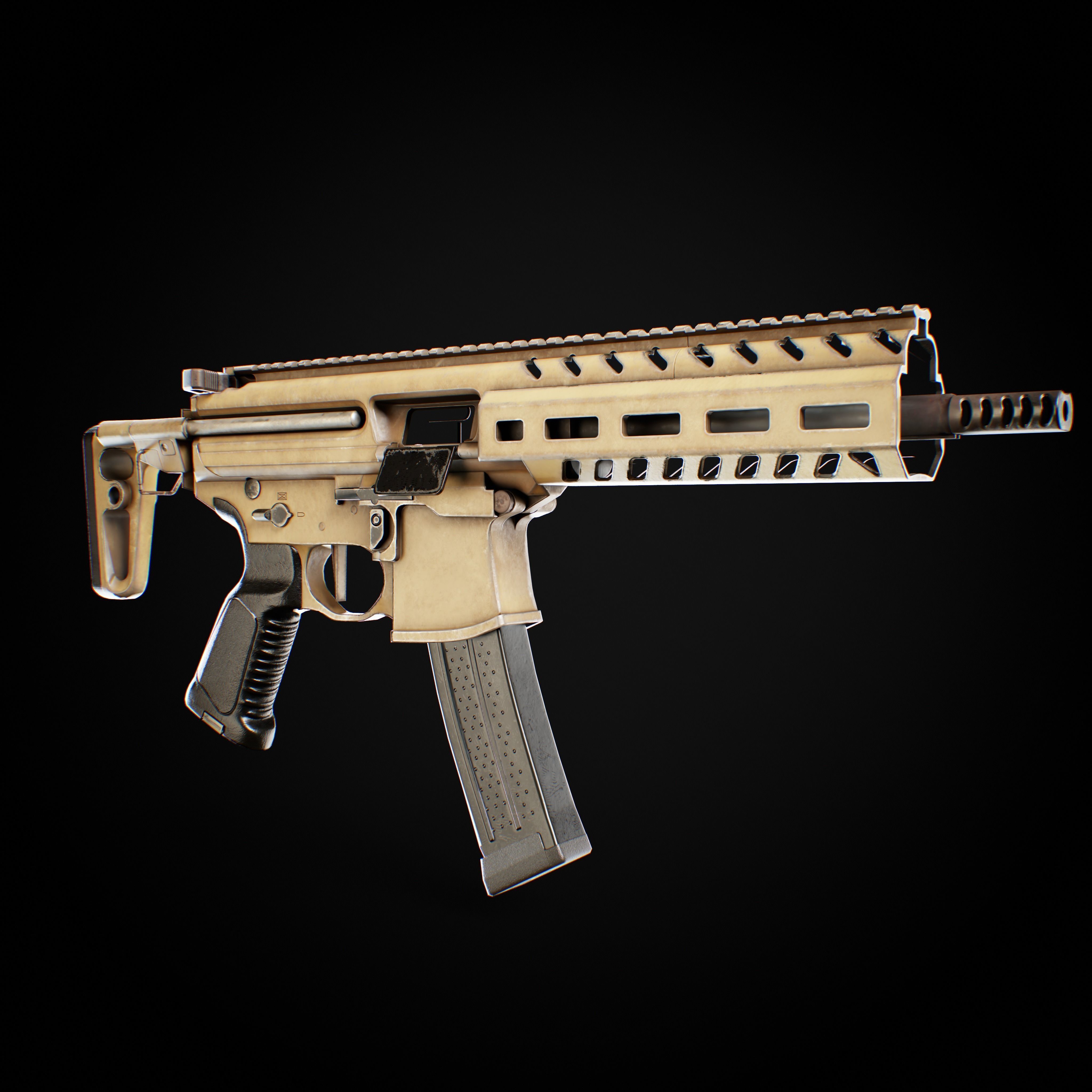 3D model MPX SMG Weapon Game ready Substance File Included VR / AR ...