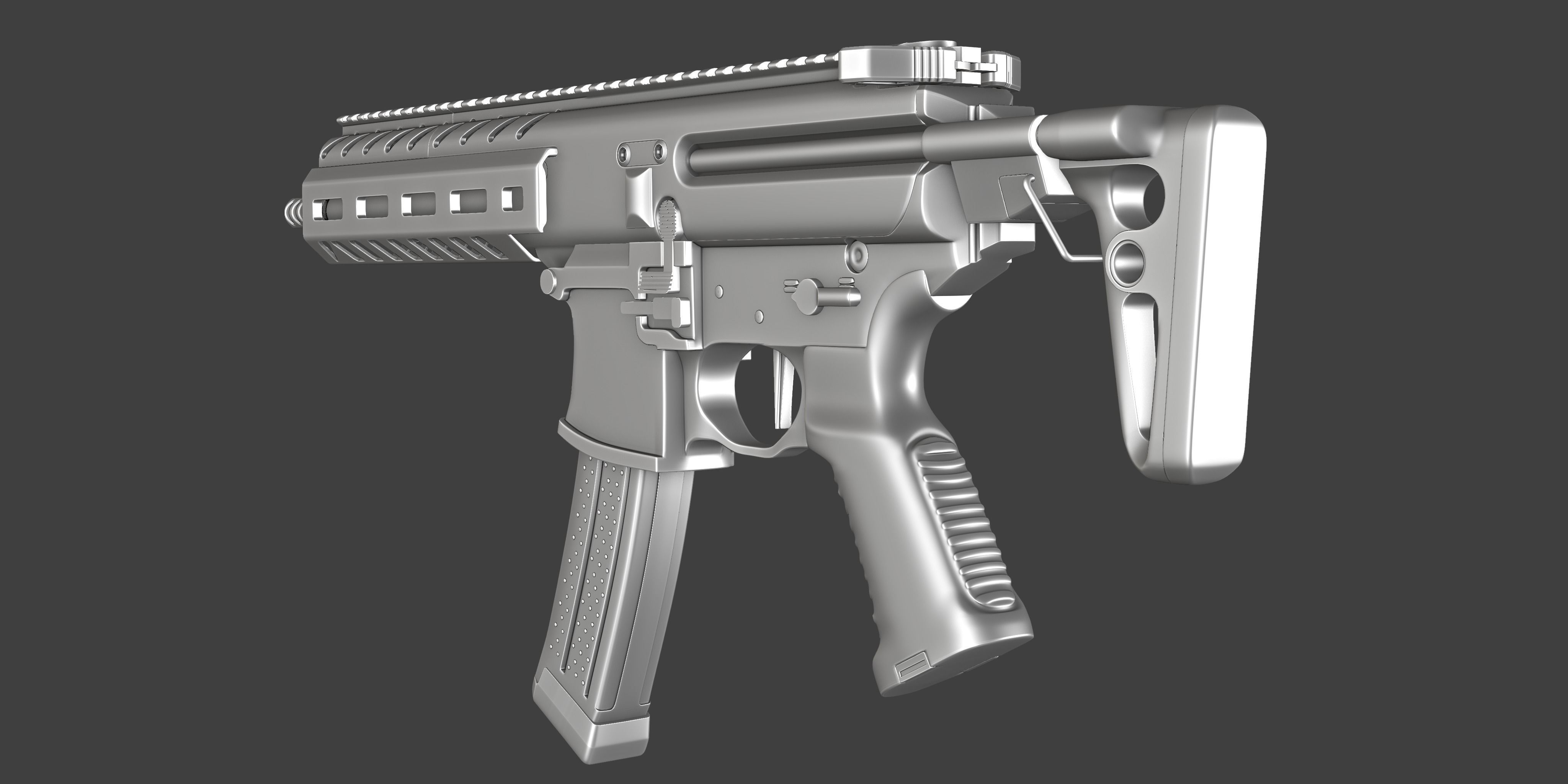 3D model MPX SMG Weapon Game ready Substance File Included VR / AR ...