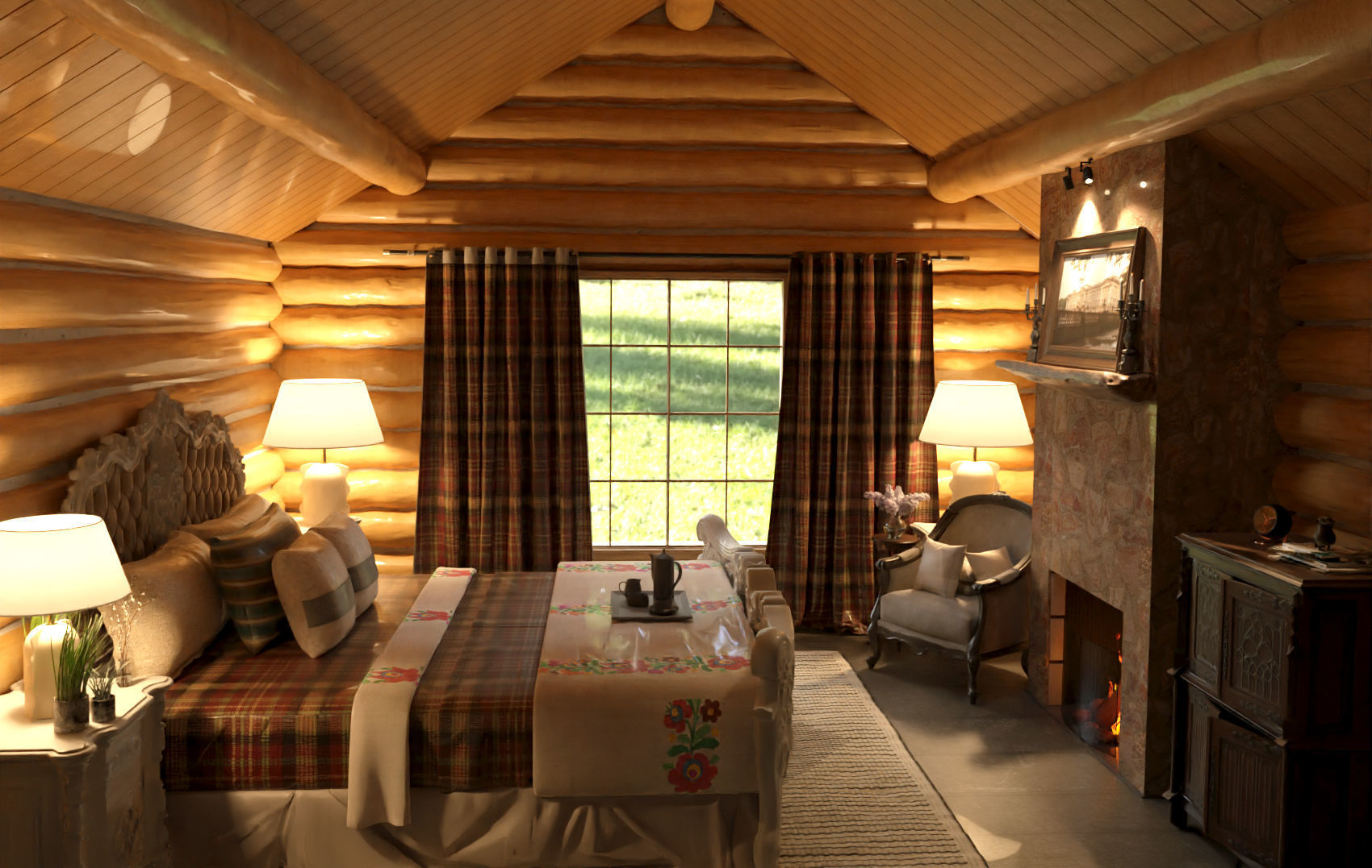 3D model Wooden Cabin Interior 3d model VR / AR / low-poly | CGTrader