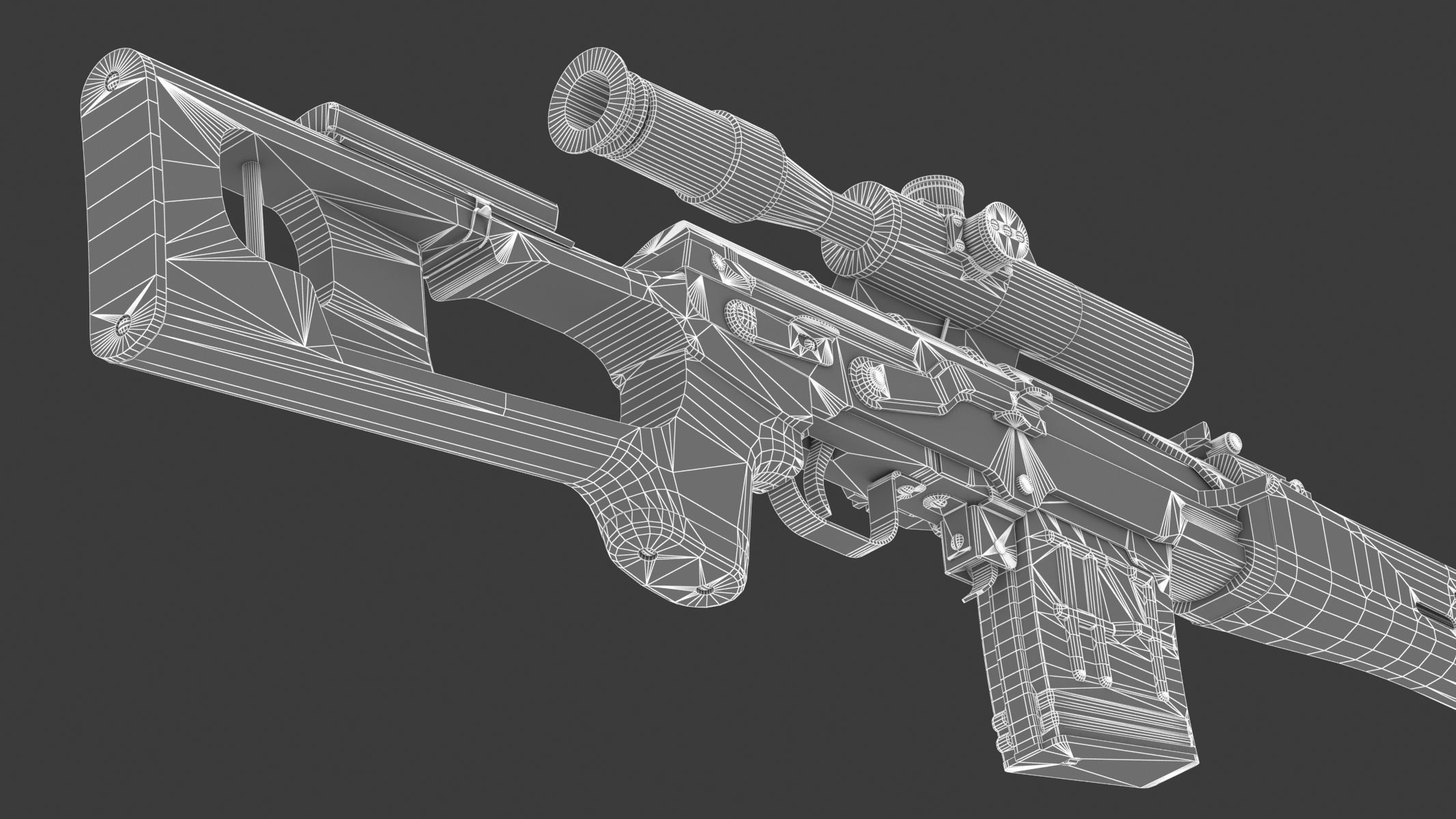 3D model Dragunov Sniper Rifle Low Poly Realistic VR / AR / low-poly ...