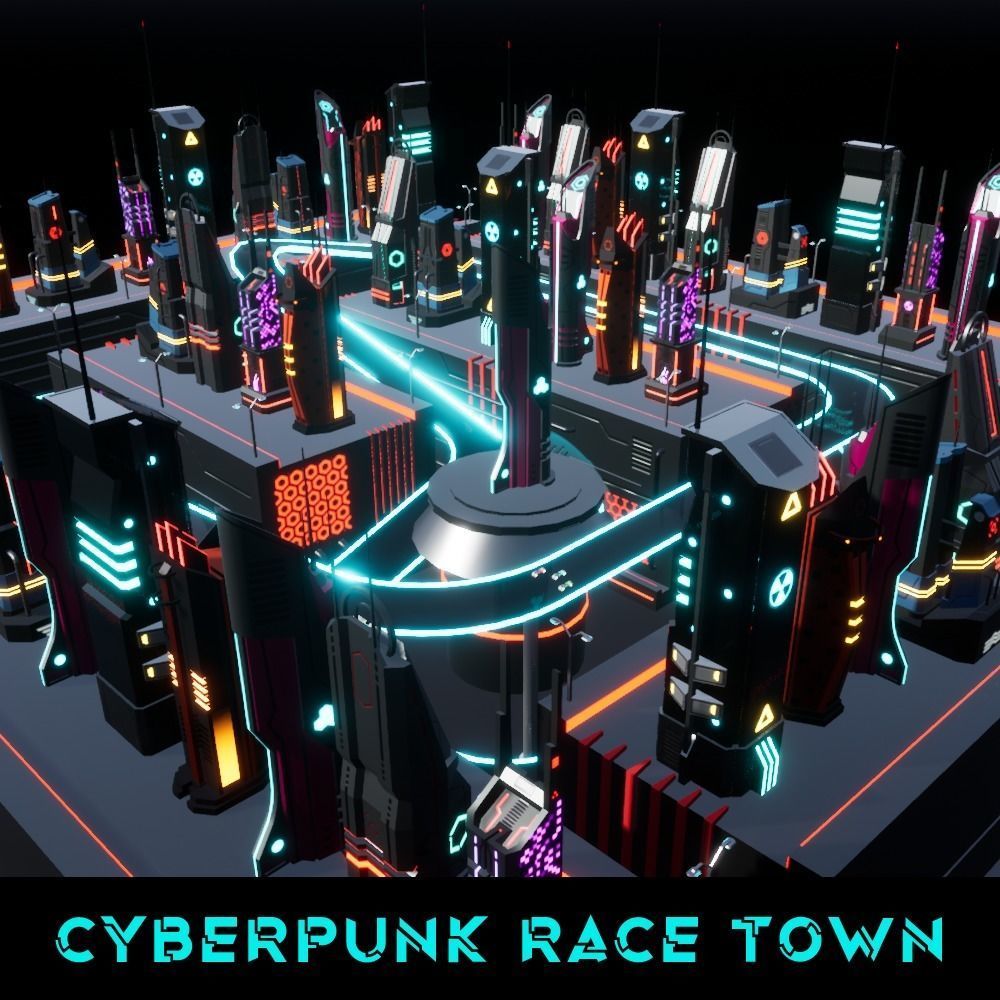 3D model Cyberpunk Race Town VR / AR / low-poly | CGTrader