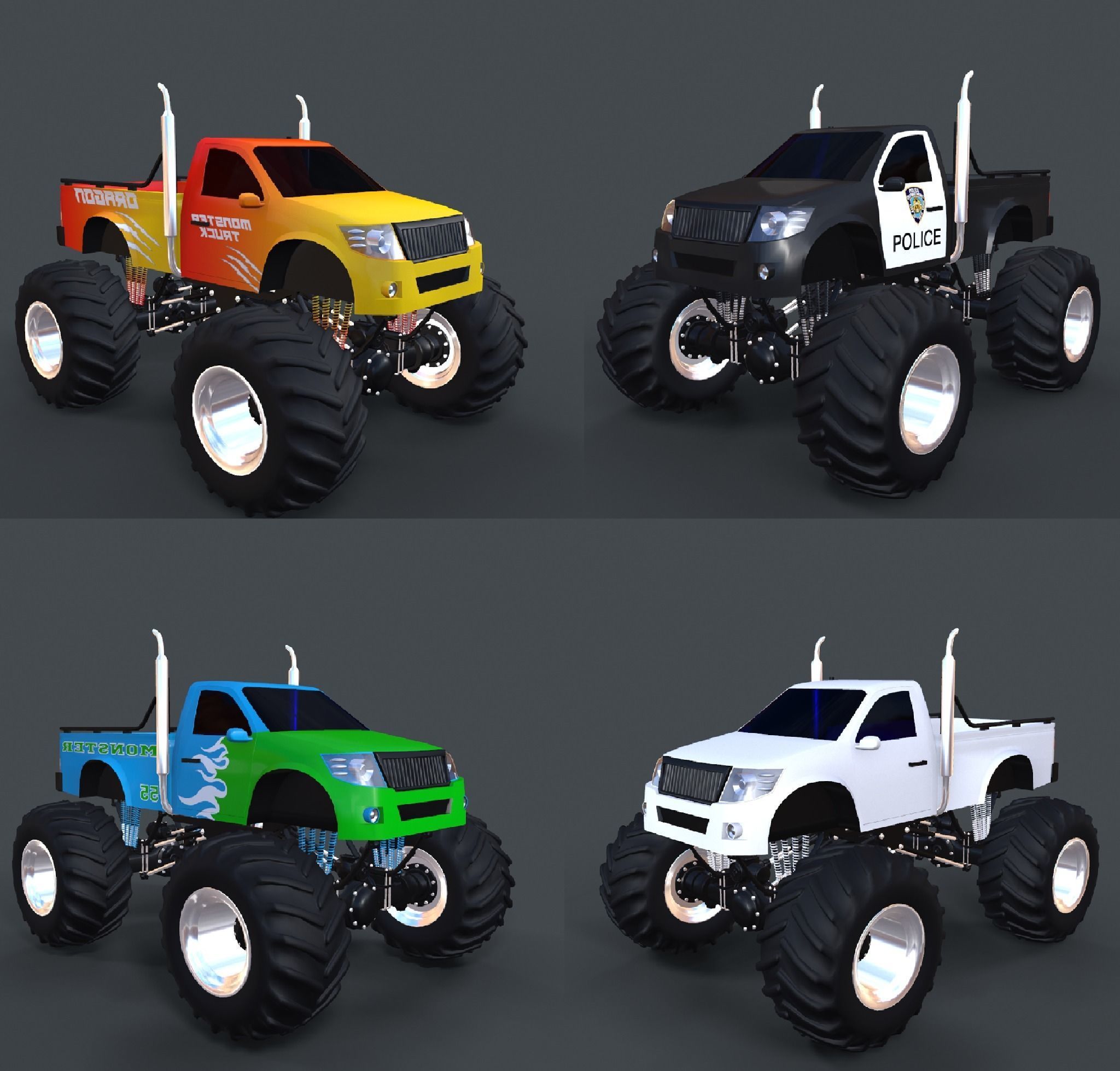 3D model 3D Detailed Monster Truck - 1 VR / AR / low-poly | CGTrader