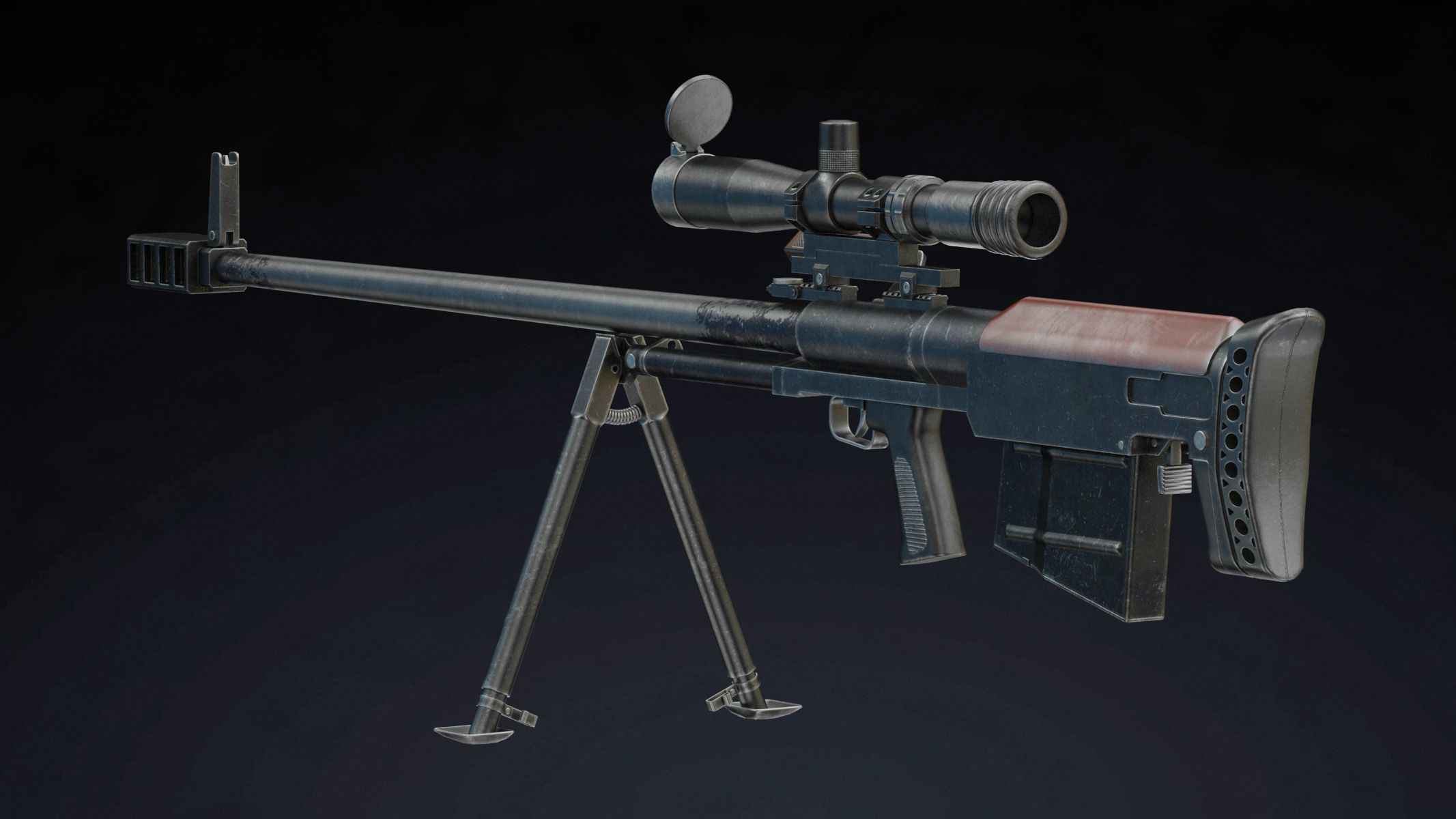 3D model KSVK Sniper Low Poly Realistic VR / AR / low-poly | CGTrader