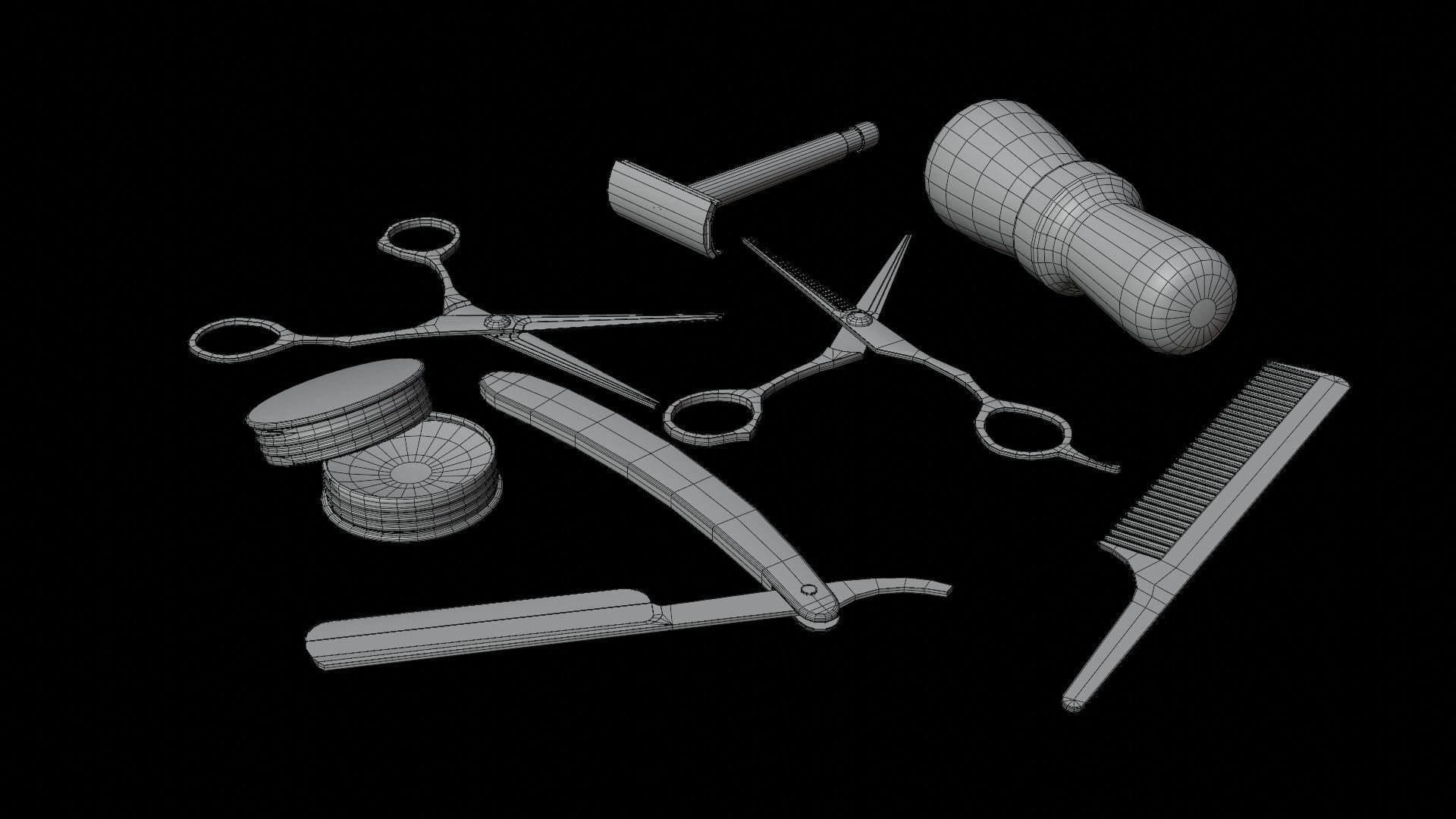 3D model Barber tools VR / AR / low-poly | CGTrader