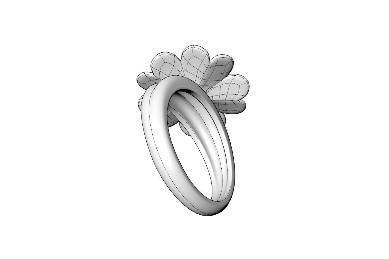 Flower Prong Set Ring - 9 diamond sizes x 7 ring sizes 3D model 3D ...