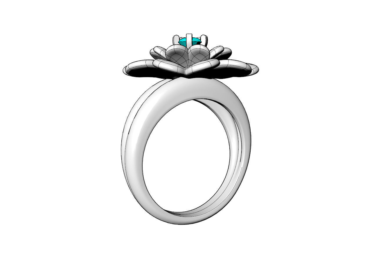 Flower Prong Set Ring - 9 diamond sizes x 7 ring sizes 3D model 3D ...