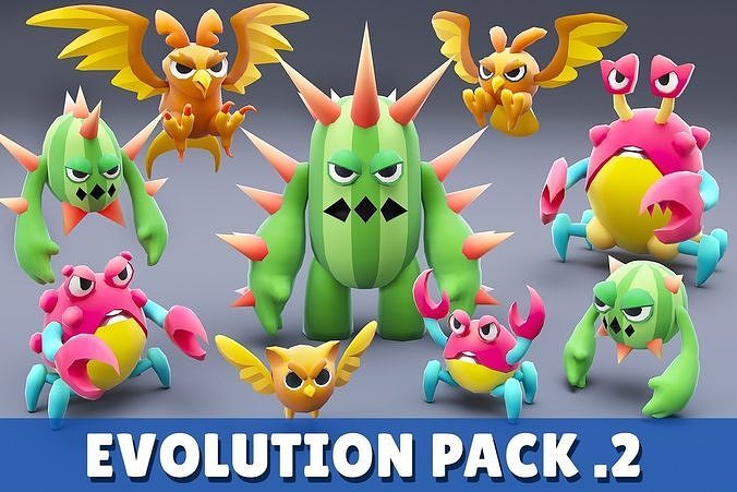 3D model Cartoon Characters - Evolution Pack 02 VR / AR / low-poly ...