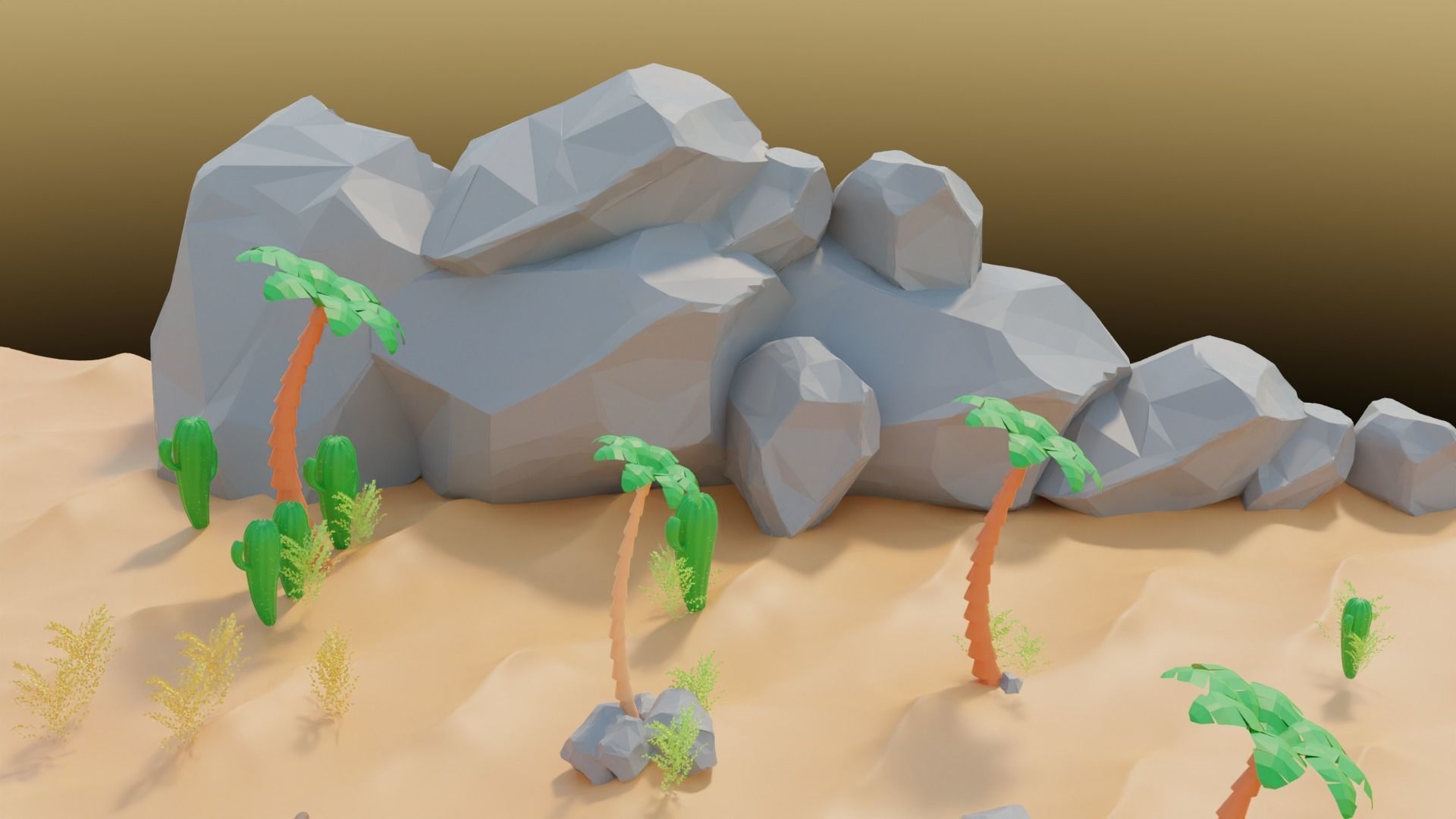 3D model low poly desert environnement VR / AR / low-poly | CGTrader