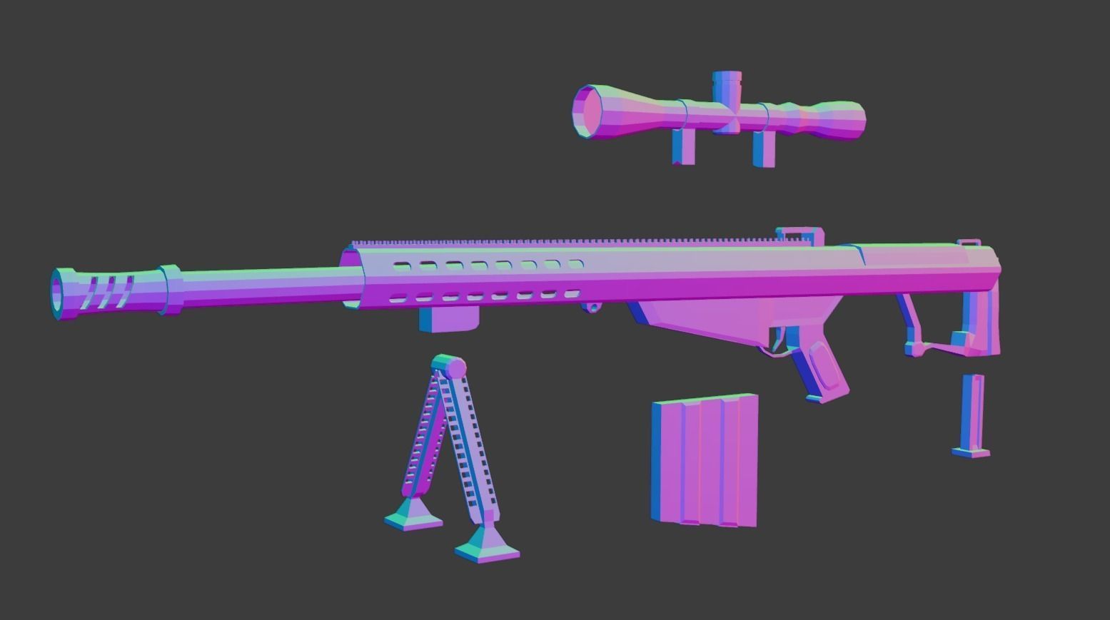 3D model Low poly Barrett M82 sniper VR / AR / low-poly | CGTrader