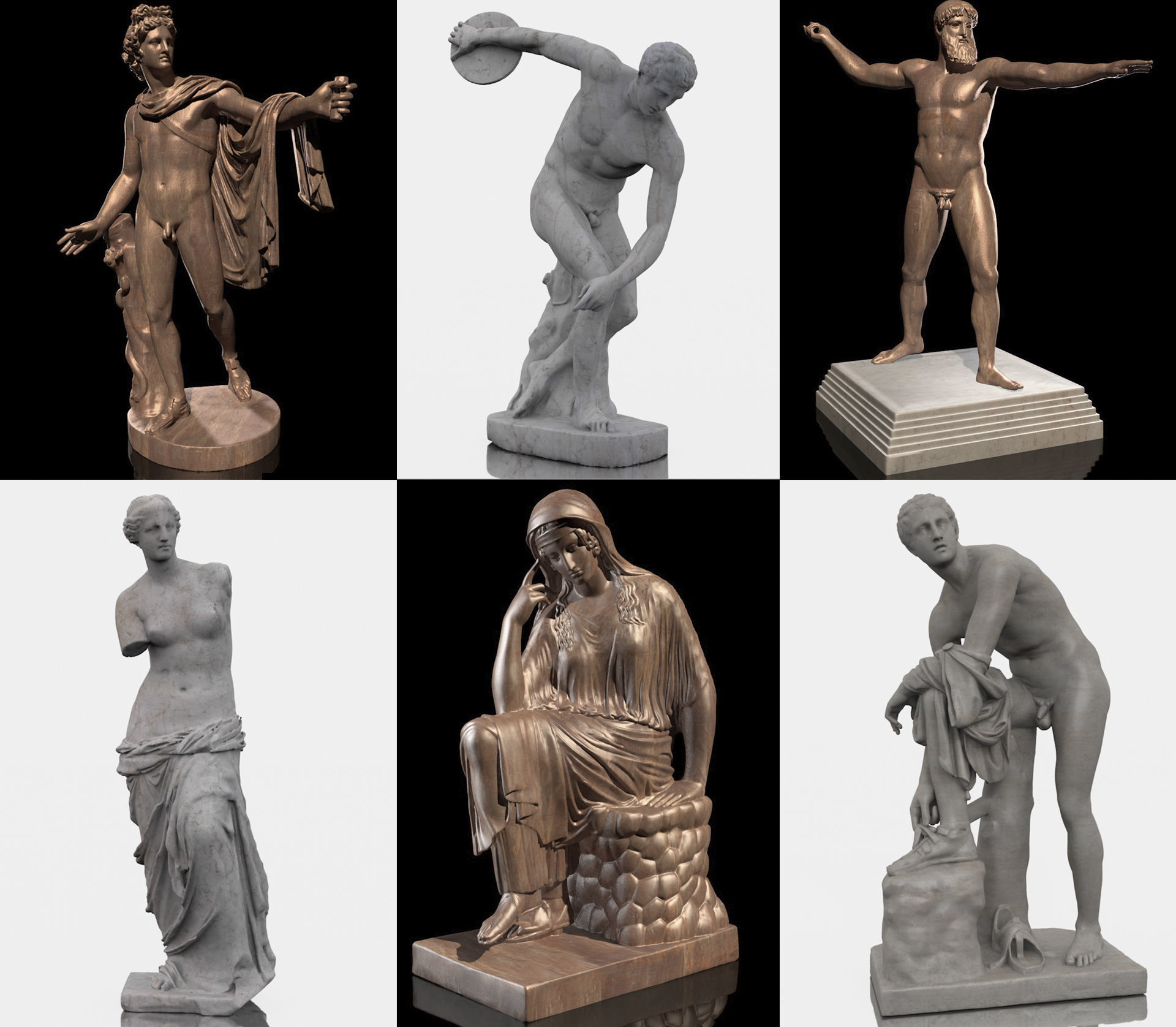 Pack of classical greek sculptures 3D model | CGTrader