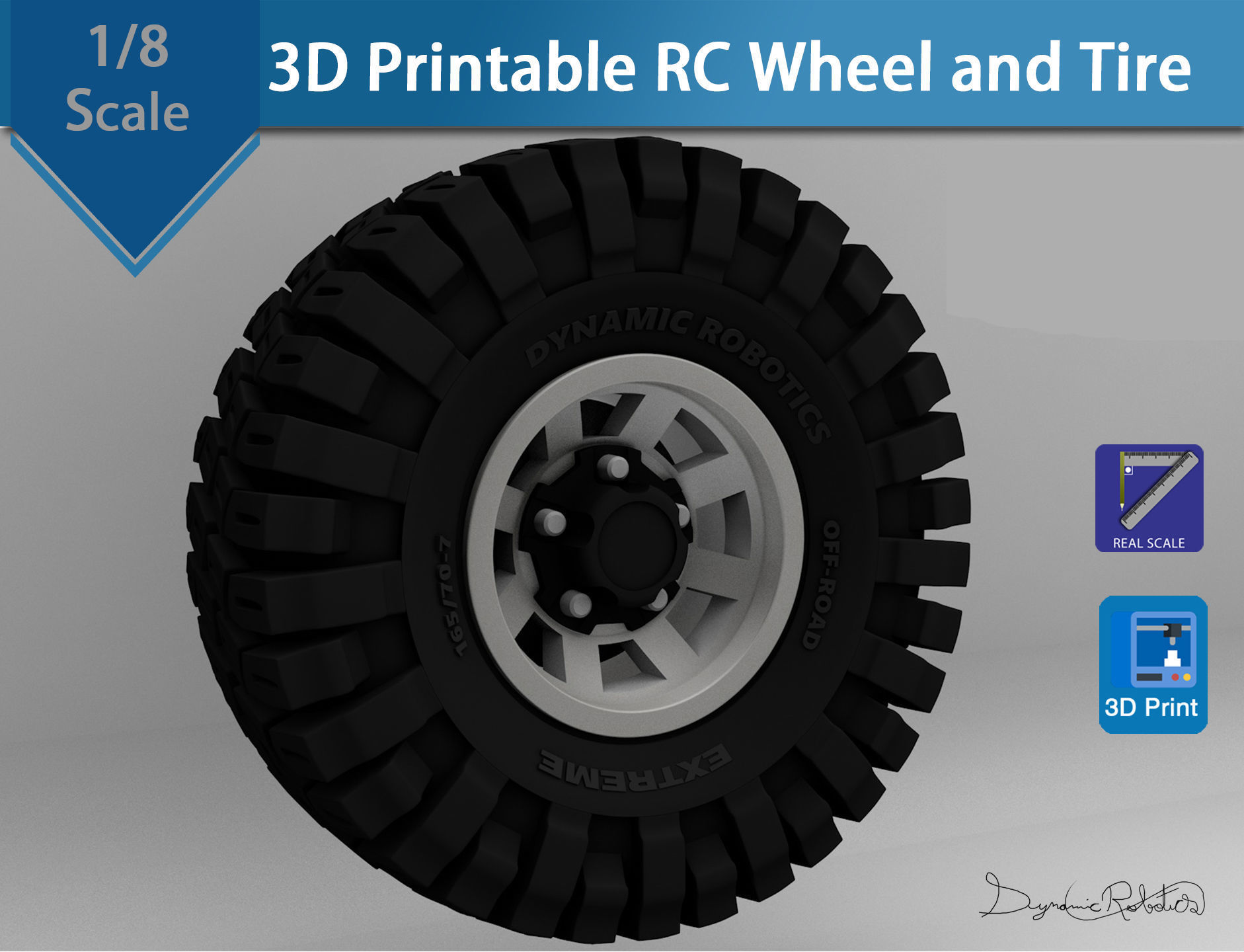 RC Wheel and Tire 3D model 3D printable | CGTrader