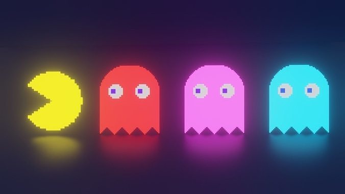 Pac-Man and ghosts free 3D model | CGTrader