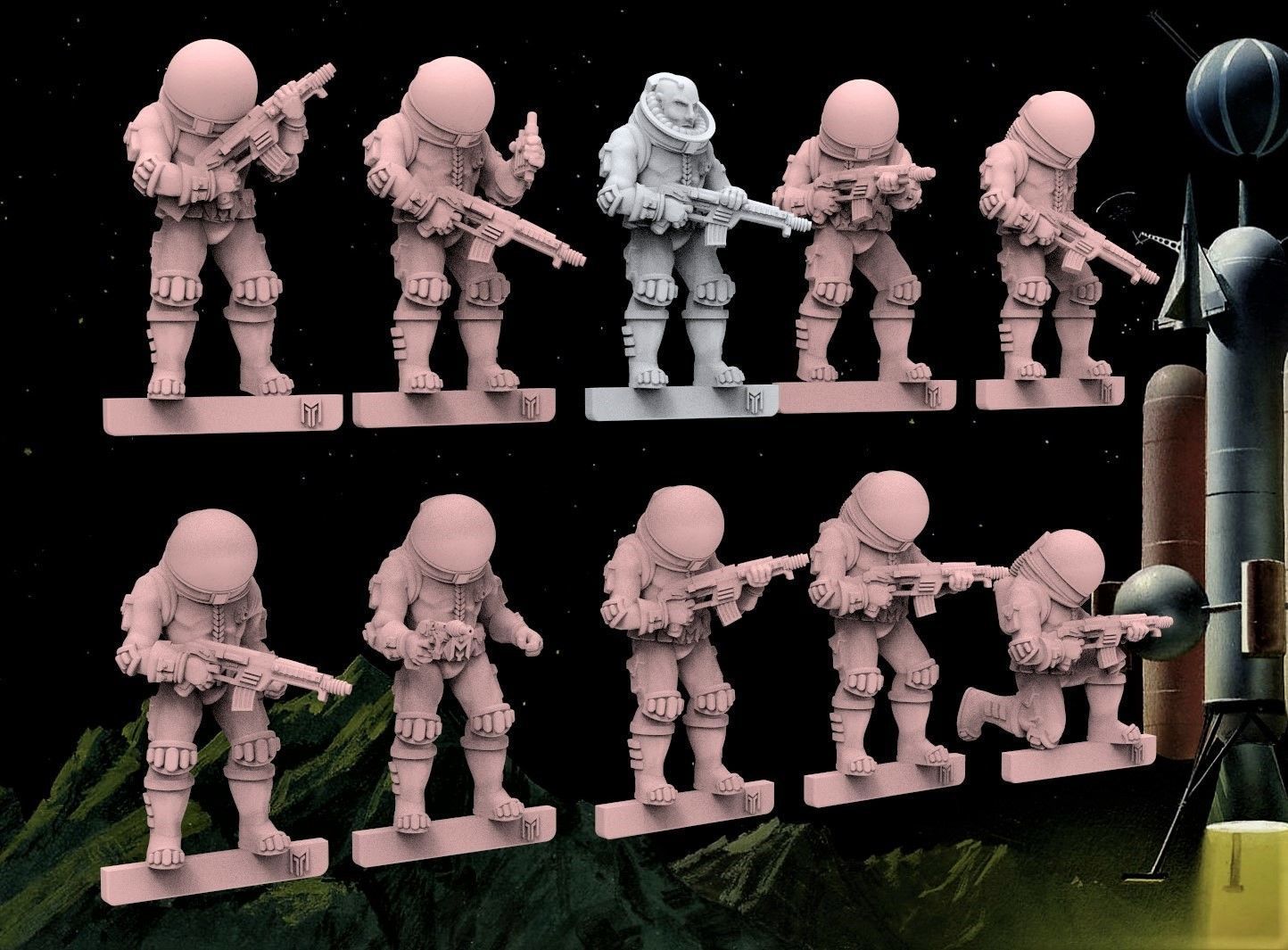 10 X EnviroCorp Retro Space Men in 28mm 3D Print Spaceman 3D model 3D ...