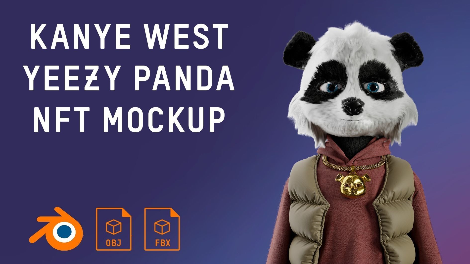 KANYE WEST PANDA 3D NFT MOCKUP 3D model rigged | CGTrader