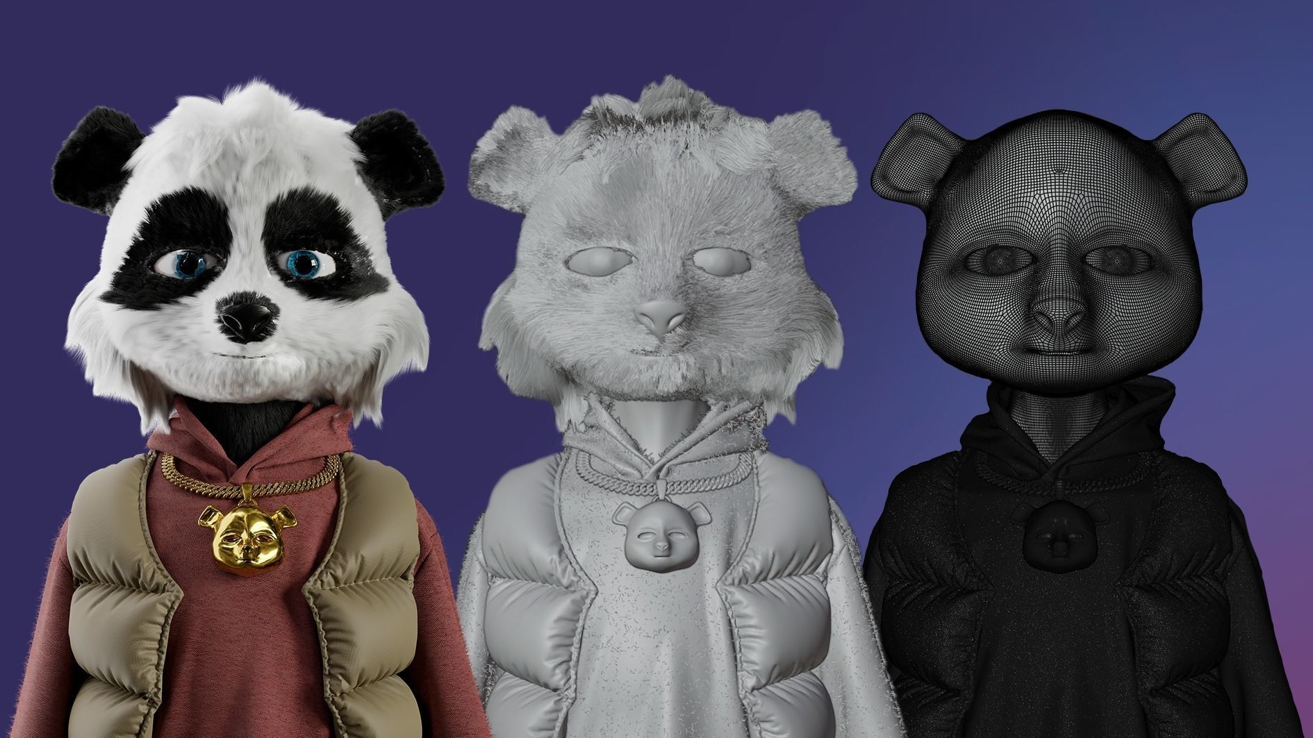 KANYE WEST PANDA 3D NFT MOCKUP 3D model rigged | CGTrader
