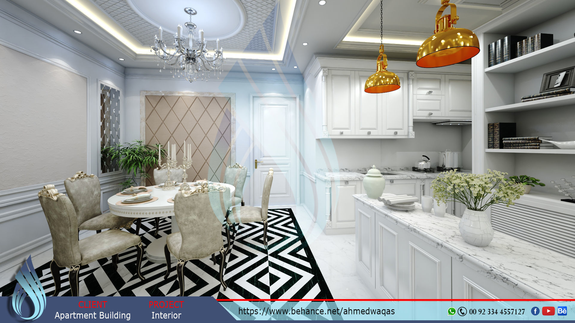 3D model Complete interior scene with V-Ray rendering setting VR / AR ...