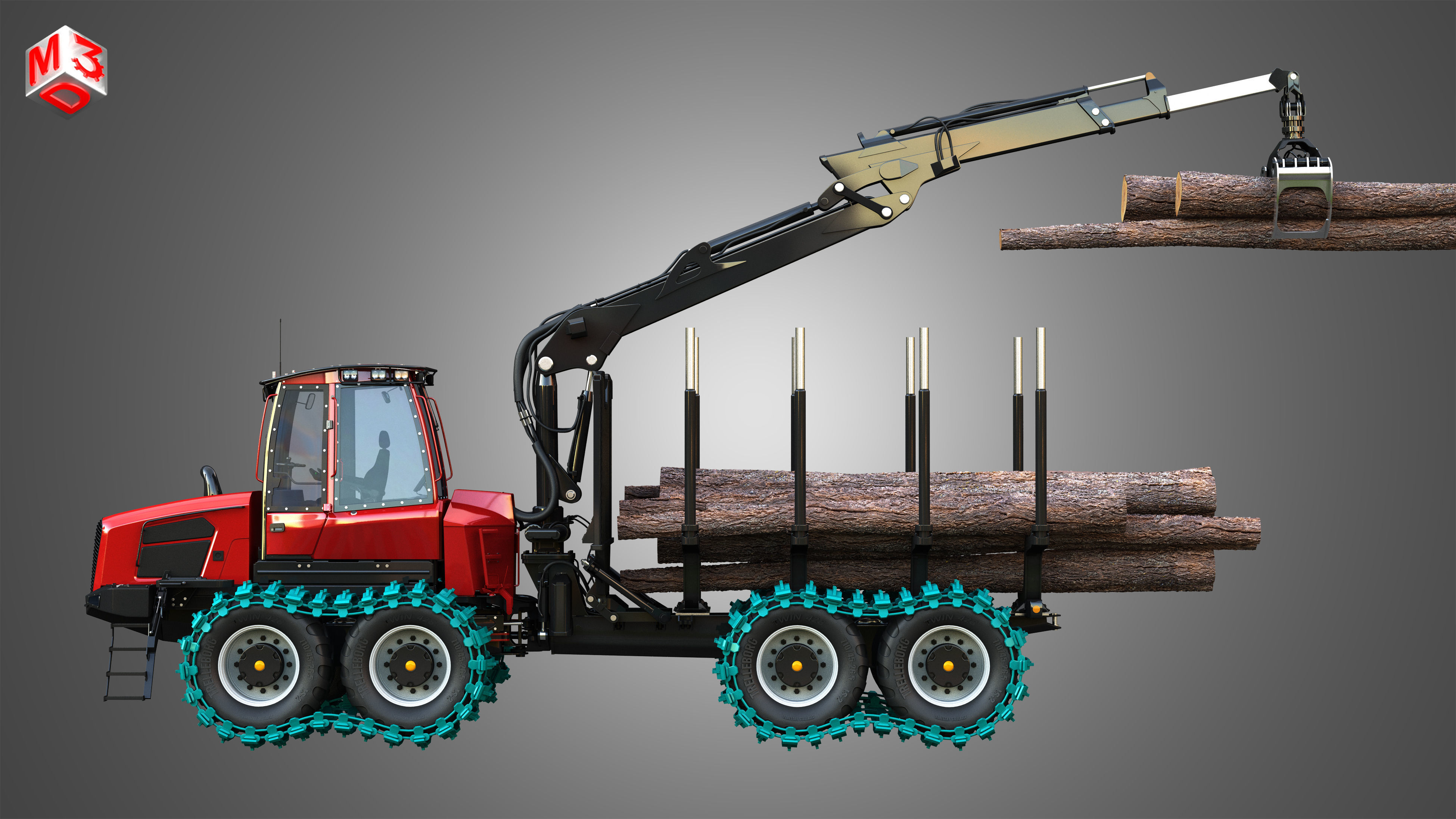 Komatsu - 875 Bruder Forwarder - Forest Machine 3D model | CGTrader