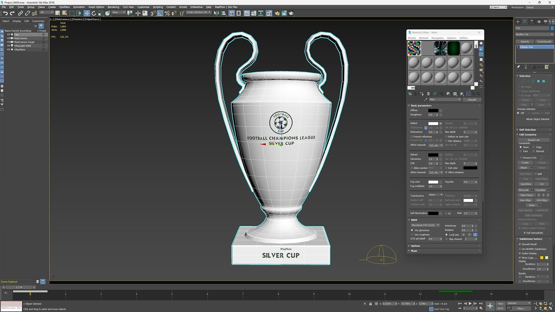 Silver Football Cup 3D model | CGTrader
