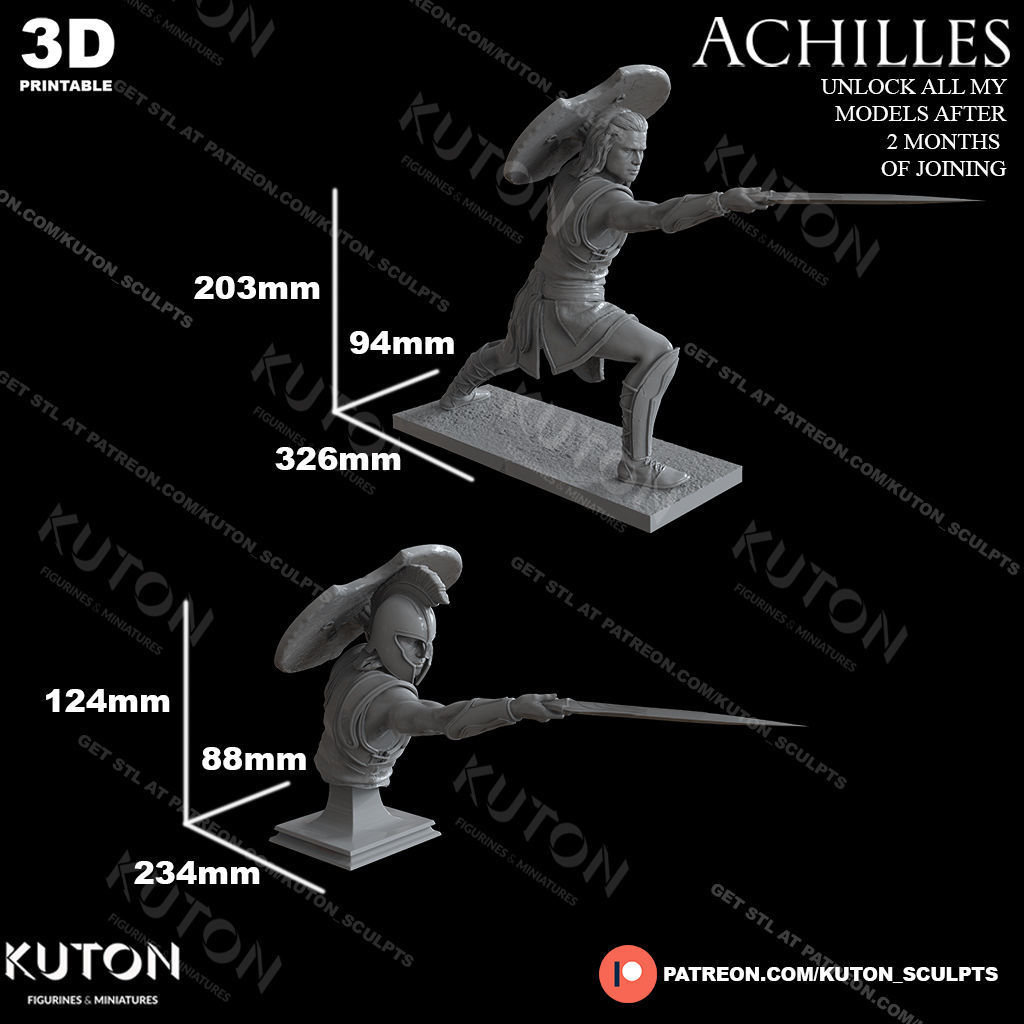 Achilles 3D model 3D printable | CGTrader