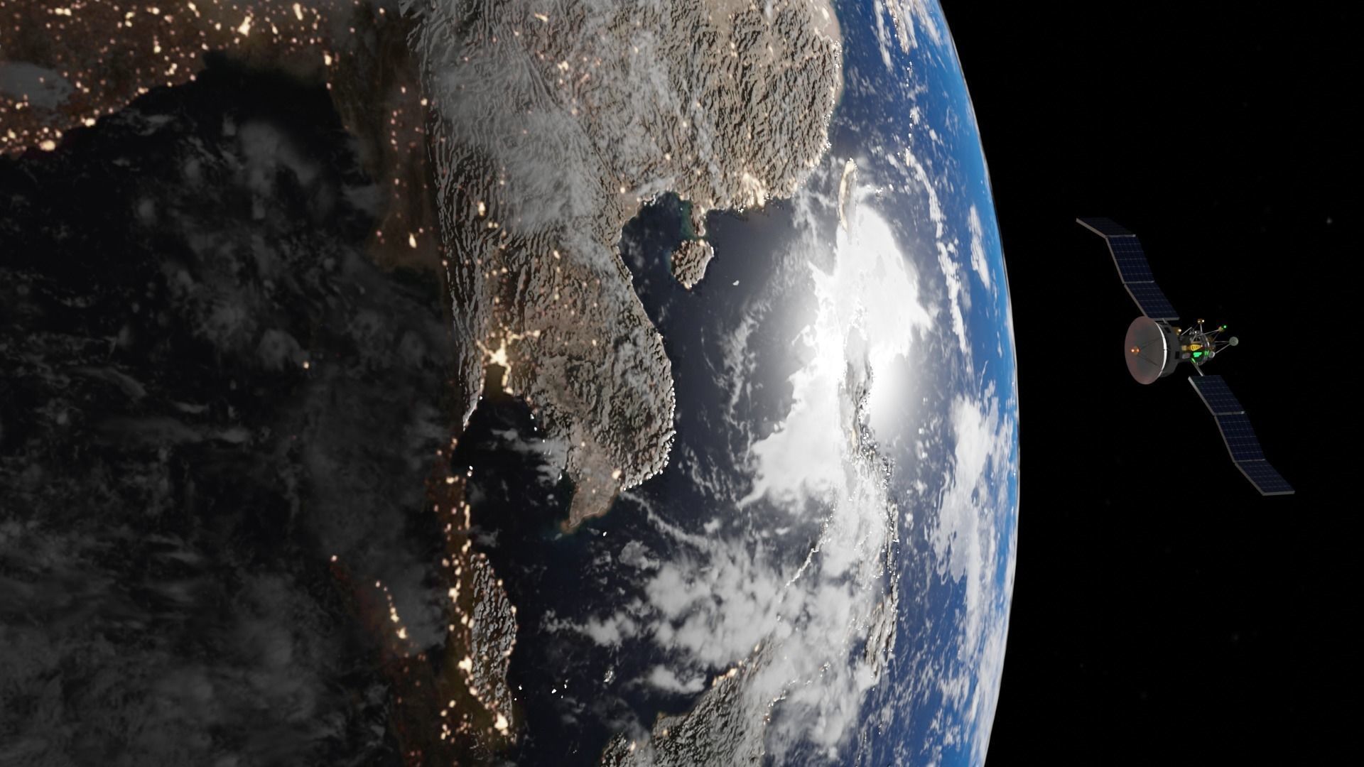 3D model Satellite with earth and clouds VR / AR / low-poly | CGTrader