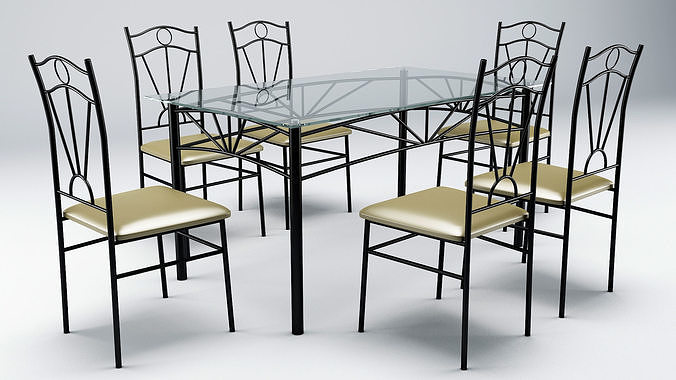 steel dining set free VR / AR / low-poly 3D model | CGTrader