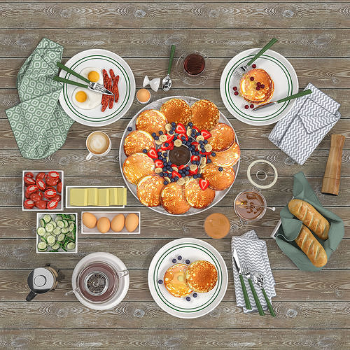 breakfast table set 3D model | CGTrader