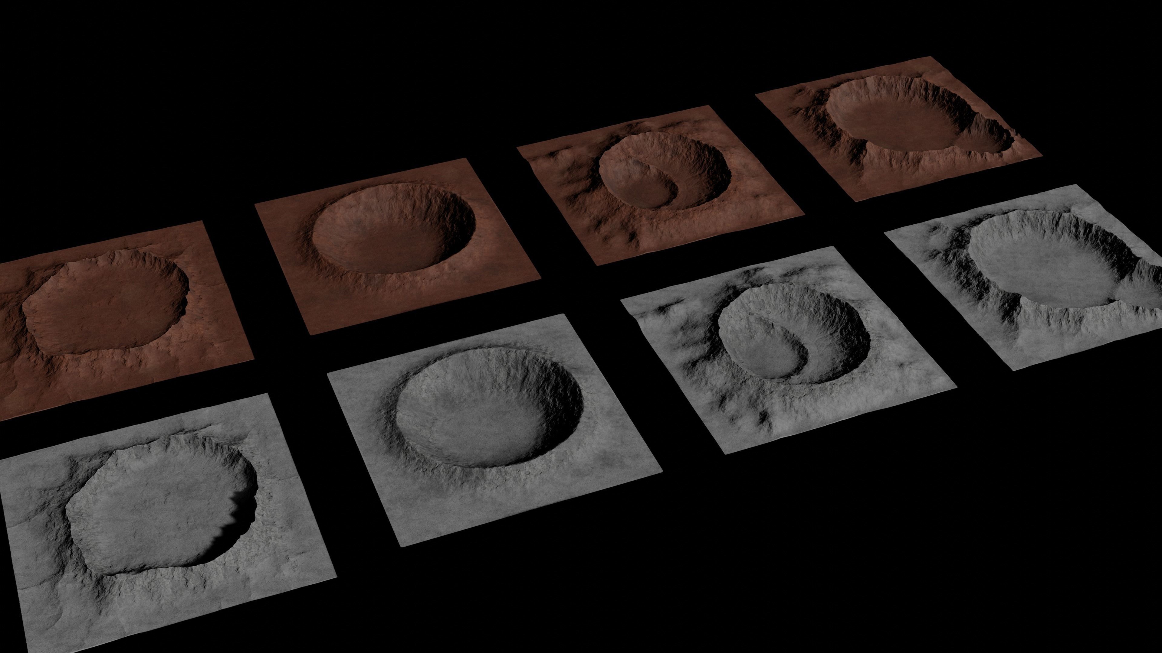 3D model Mars and Moon craters for level design of alien planets VR ...
