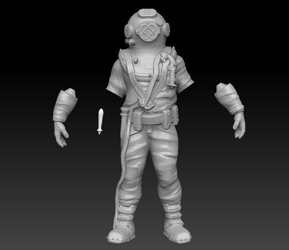 NEW Mark V Diver 3d Print Ready Just Added Dive Bag 3D model 3D ...