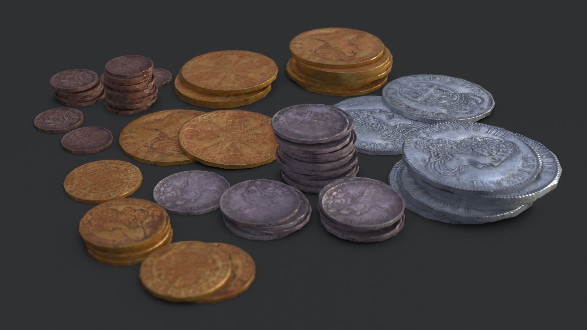 3D model Old British Coins VR / AR / low-poly | CGTrader