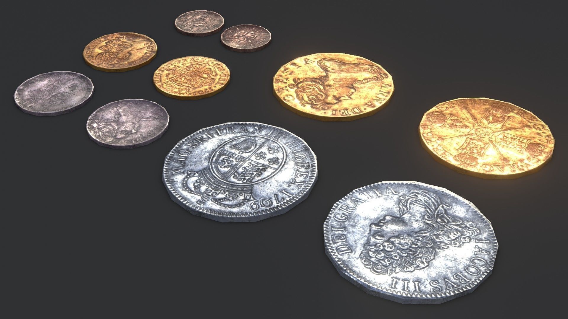 3D model Old British Coins VR / AR / low-poly | CGTrader