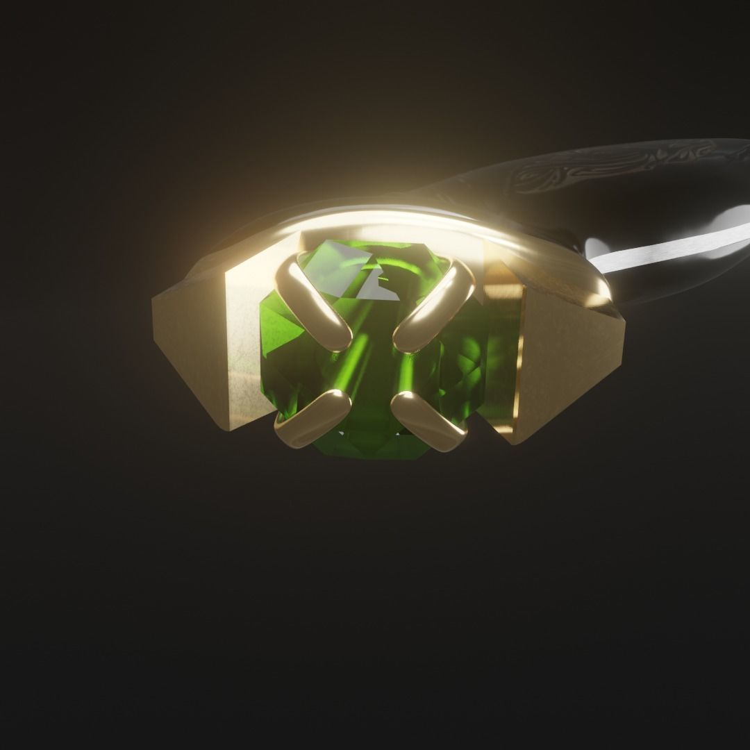 Gilded Damascus Knife 3D model | CGTrader