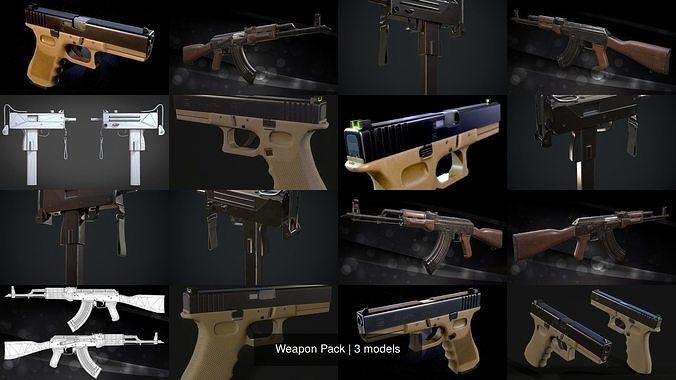 3D Model Collection Weapon Pack VR / AR / low-poly | CGTrader