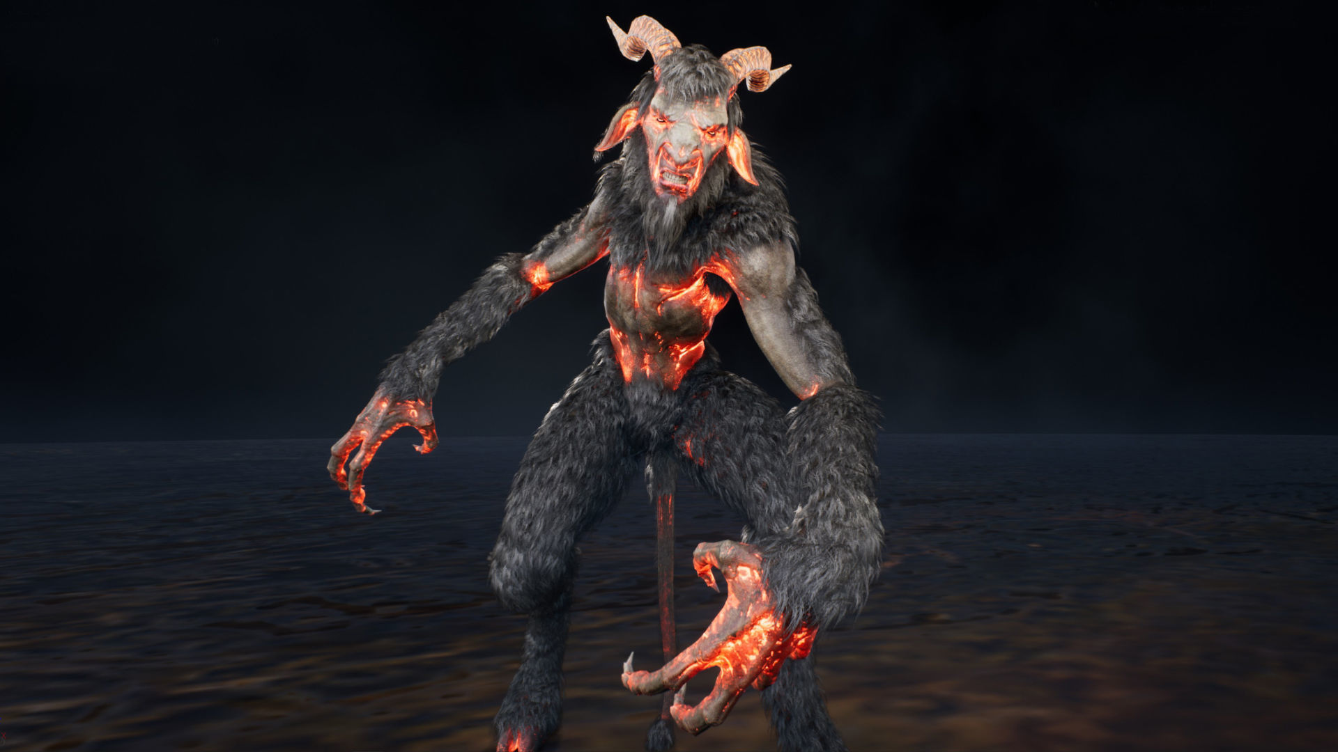 3D model Satyr creature with long hair and claws VR / AR / low-poly ...