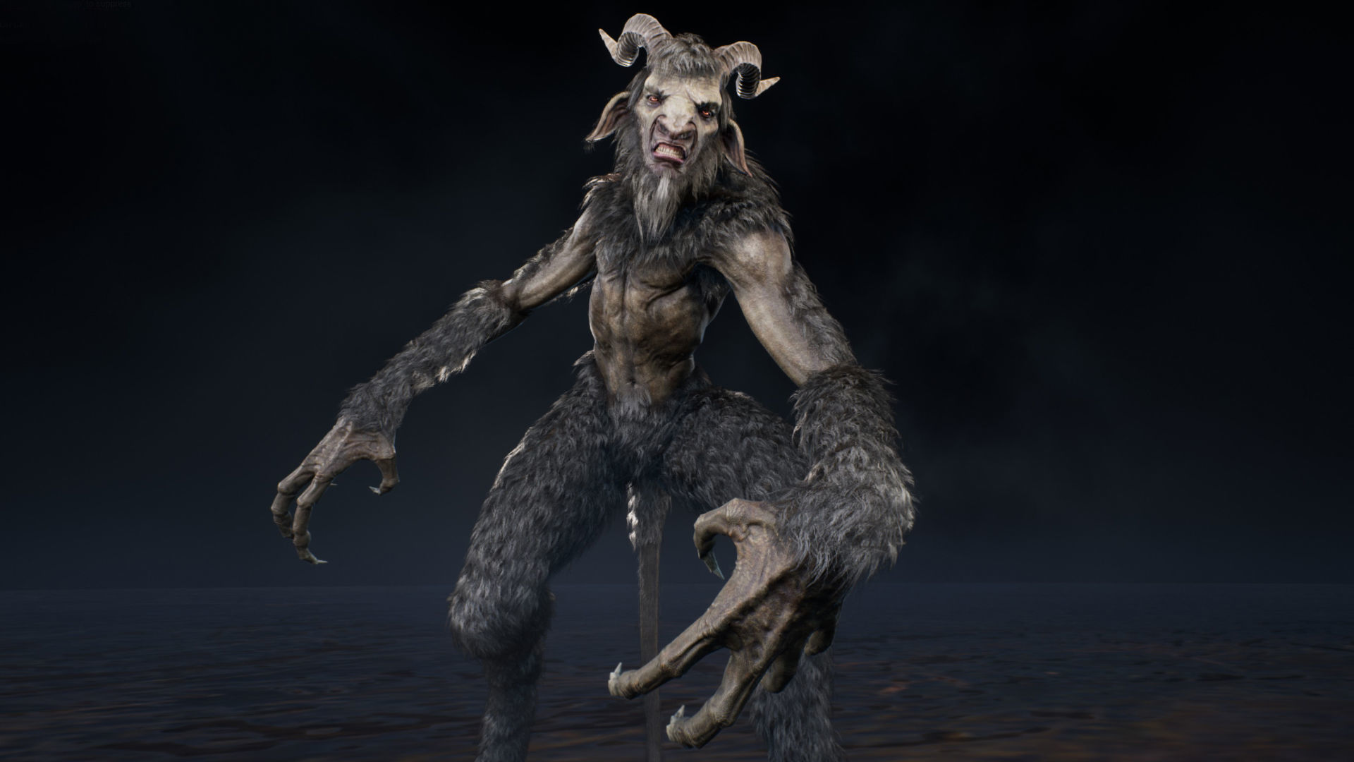 3D model Satyr creature with long hair and claws VR / AR / low-poly ...