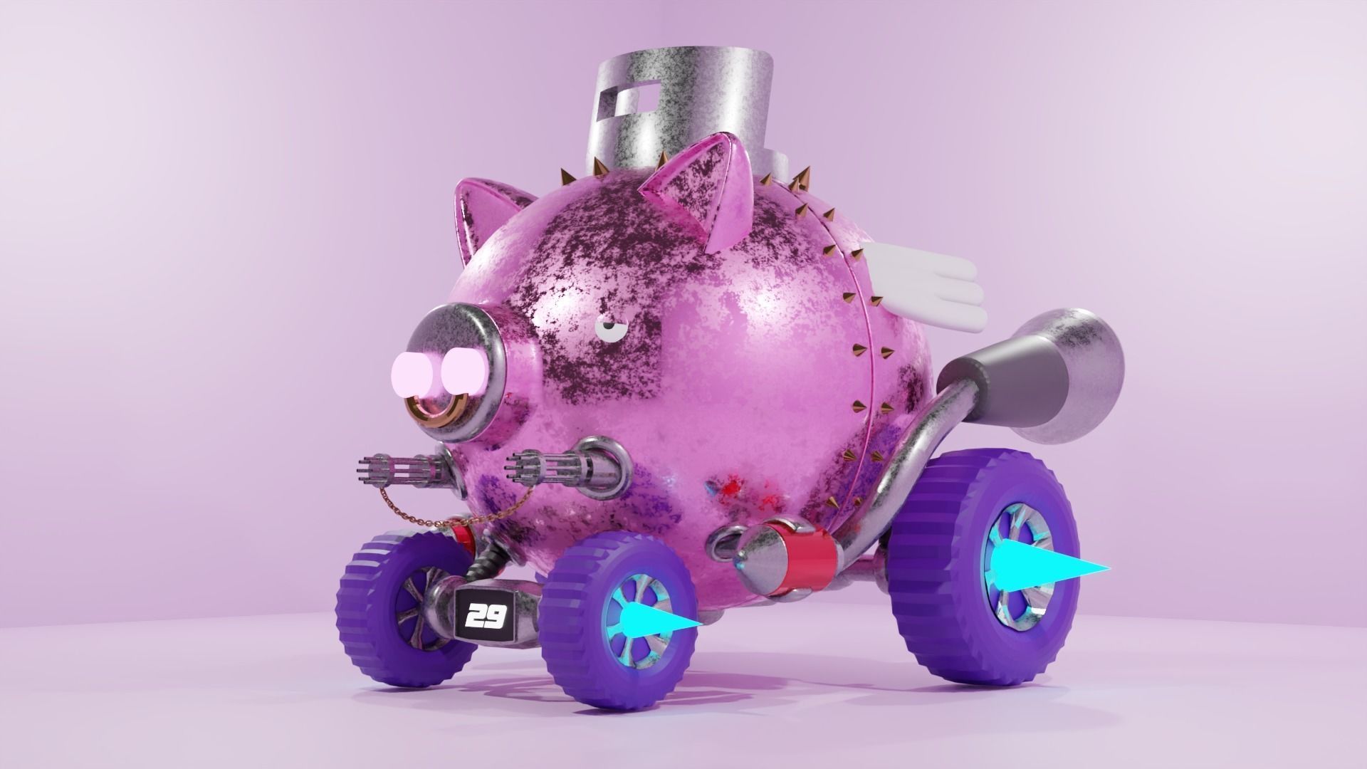 pig racing car 3D model | CGTrader