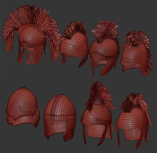 3D model textured ANCIENT HELMET BUNDLE VR / AR / low-poly | CGTrader
