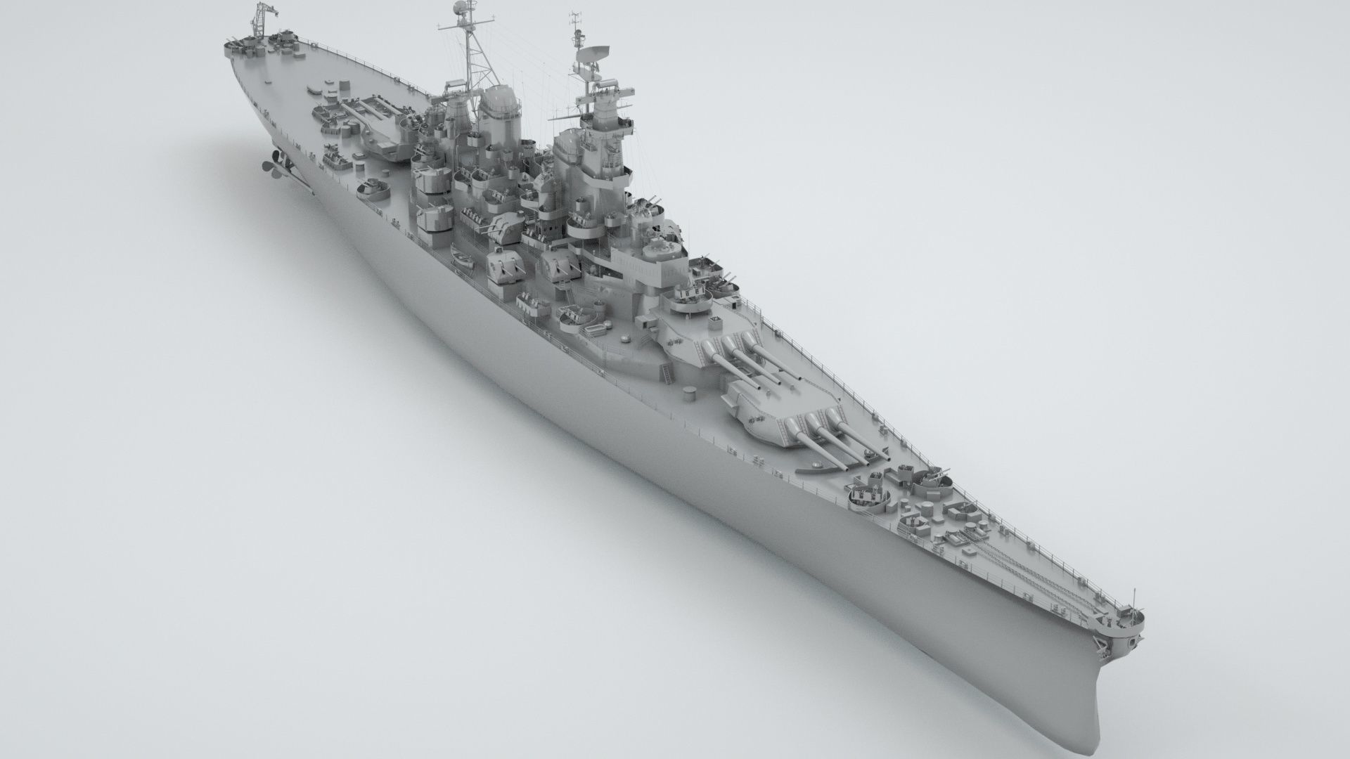 Iowa Class Battleship Missouri 3D model rigged | CGTrader