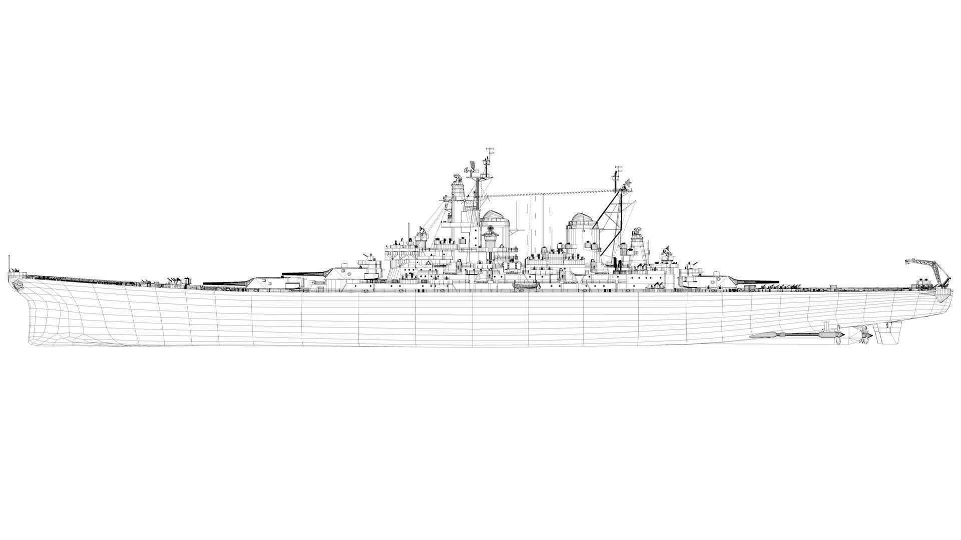 Iowa Class Battleship Missouri 3D model rigged | CGTrader