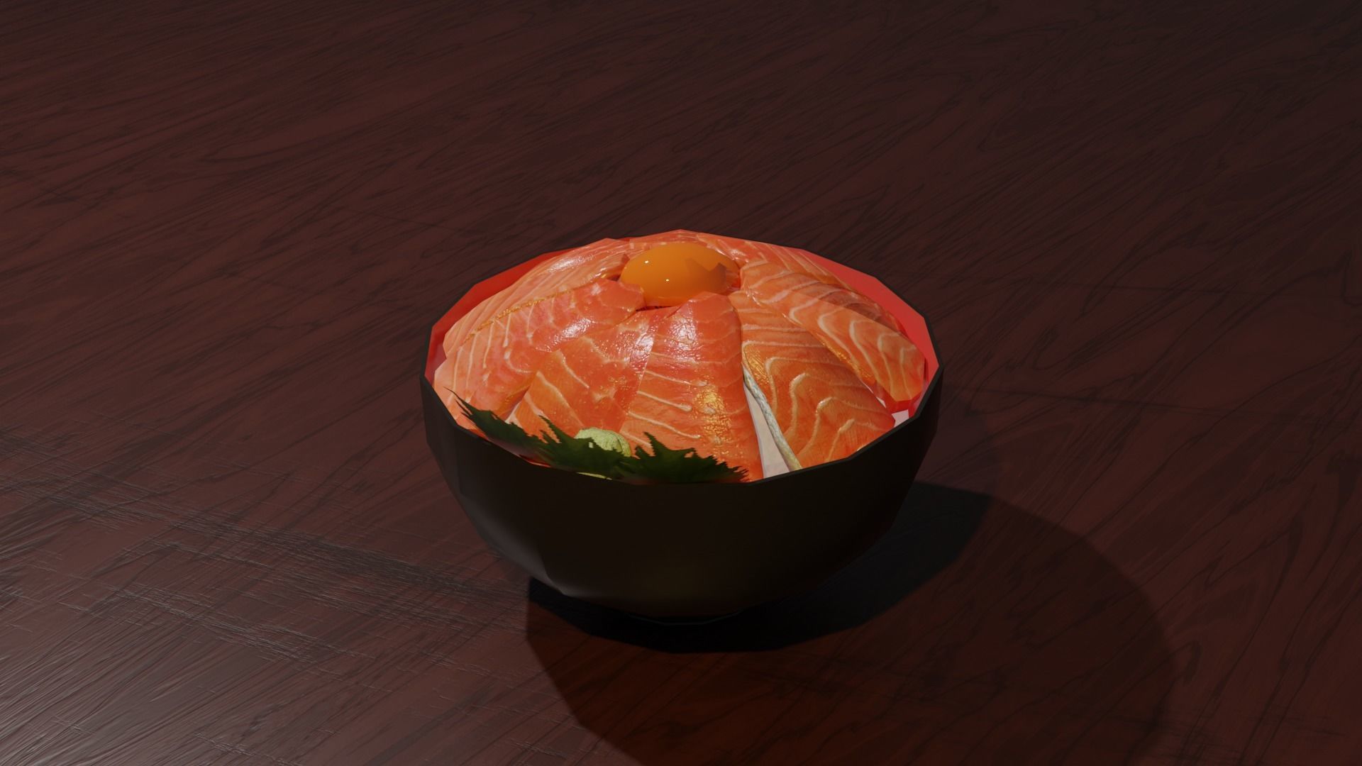 3D model salmon donburi lowpoly ready to use for game VR / AR / low ...