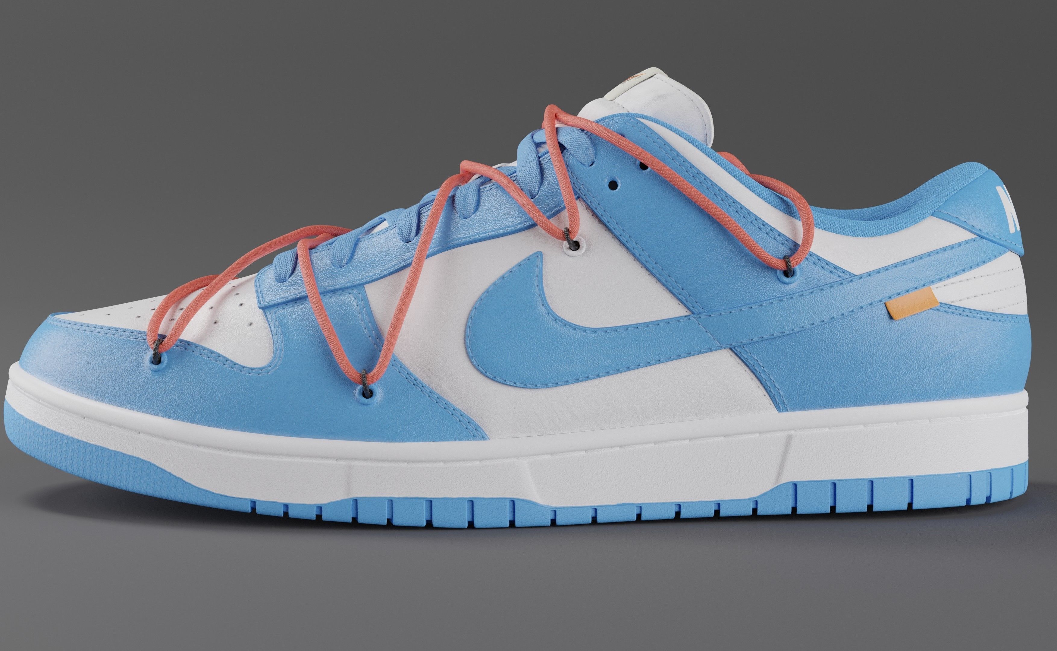3D model Off White x Nike Dunk Low University Blue VR / AR / low-poly ...