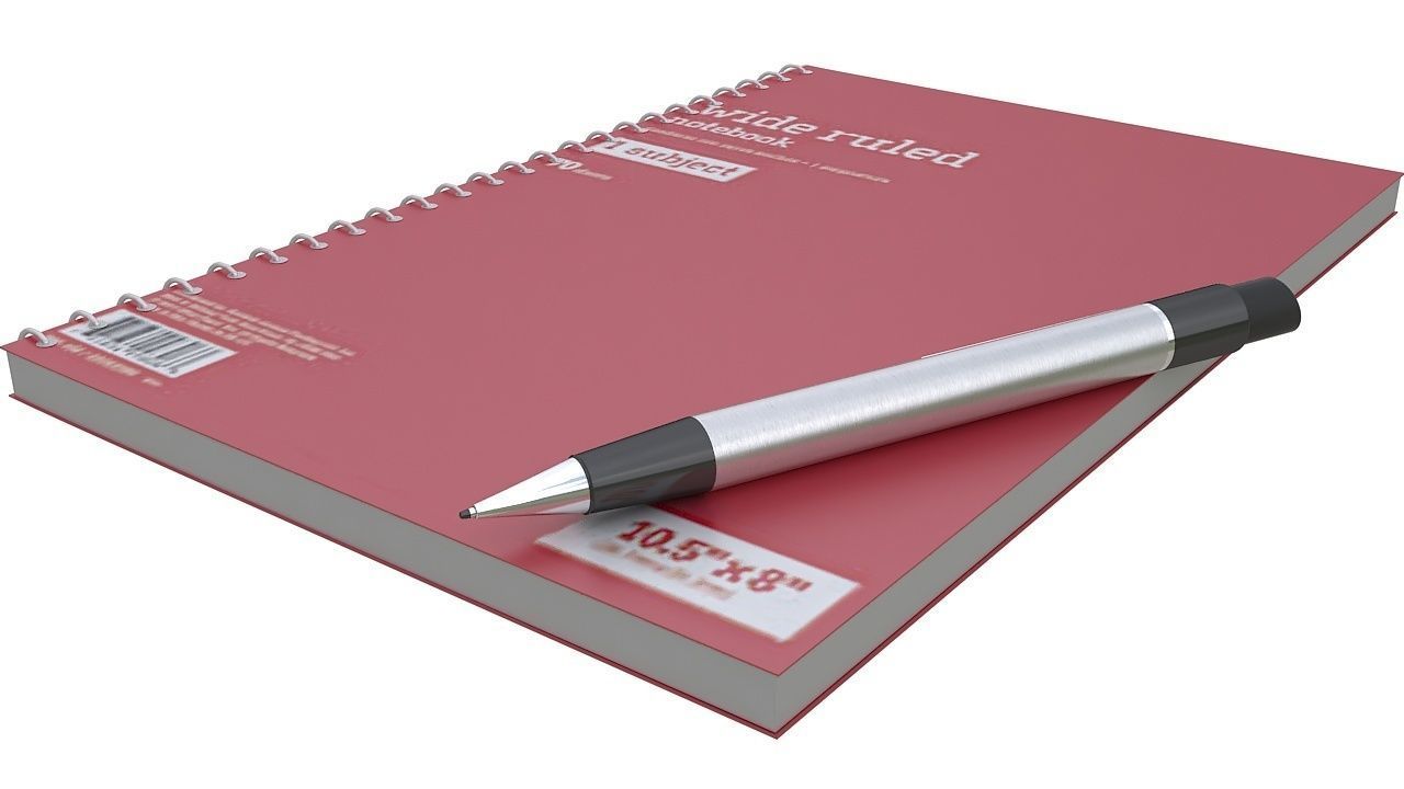 Notebook with pen 3D model | CGTrader