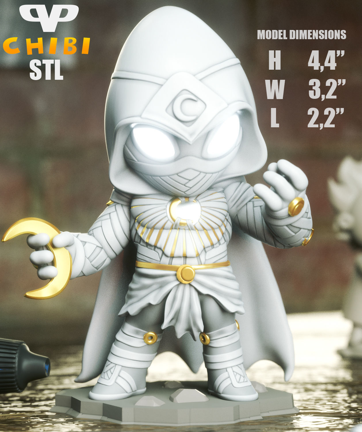 Moon Knight 2022 Chibi STL for 3D Printing ChibiSTL 3DXM 3D model 3D ...
