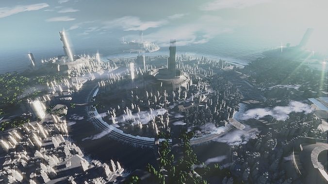 blender futuristic mega city rendered with eevee 3D model | CGTrader