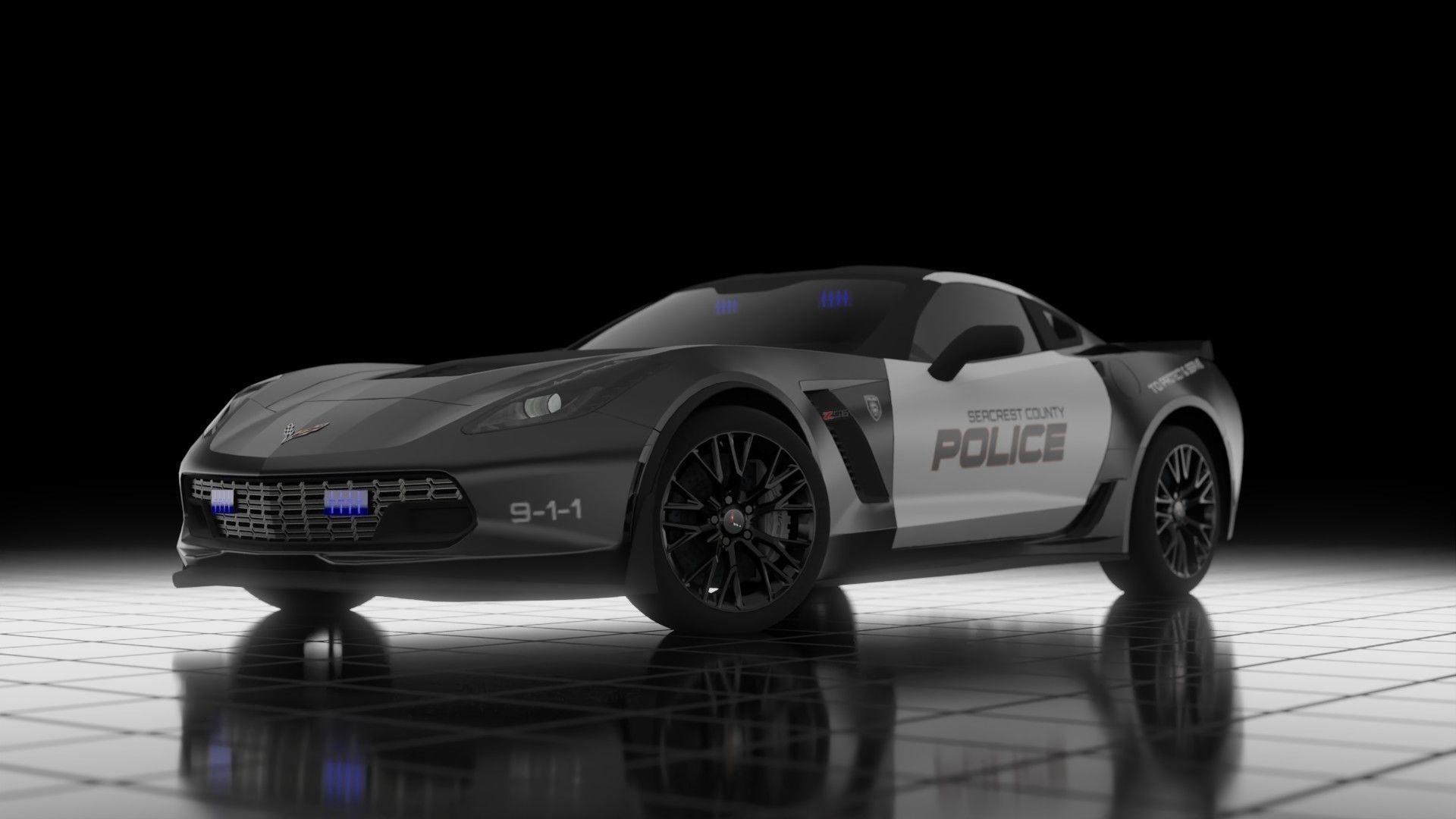 3D model Police Corvette C7 3d Model VR / AR / low-poly | CGTrader