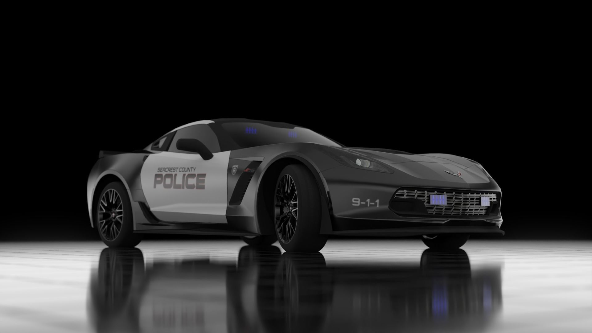 3D model Police Corvette C7 3d Model VR / AR / low-poly | CGTrader