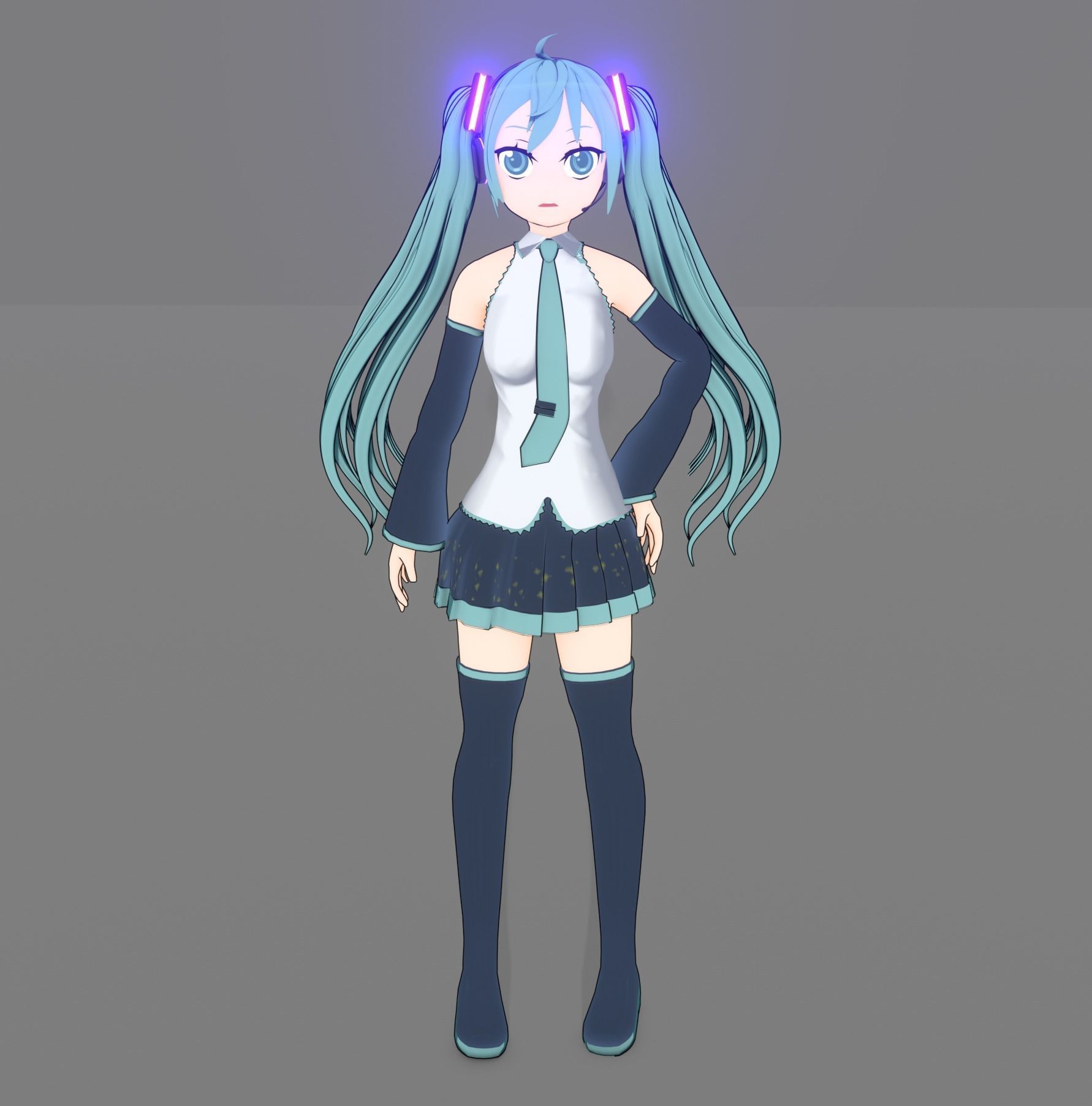 Hatsune miku 3D model rigged | CGTrader