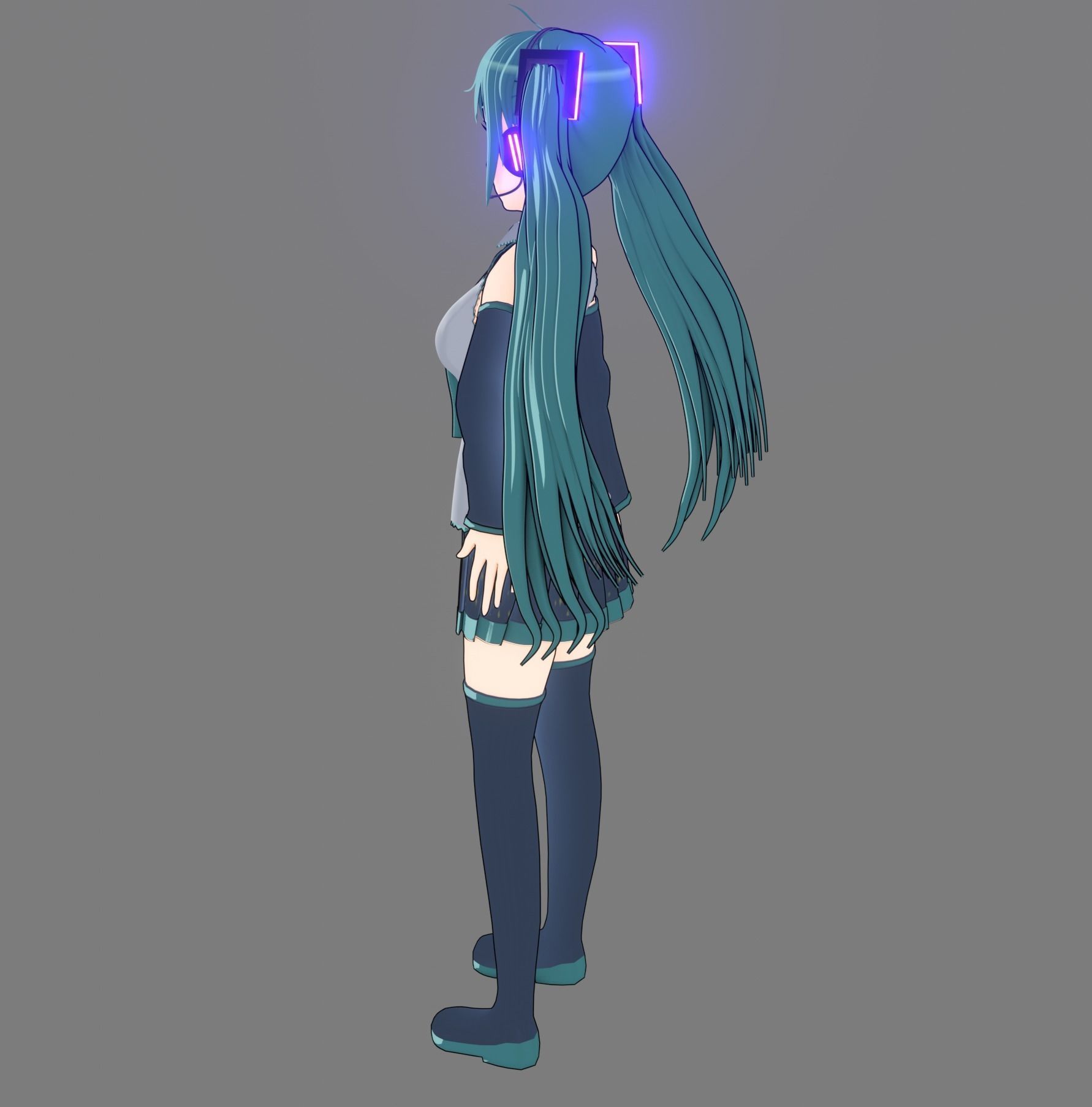 Hatsune miku 3D model rigged | CGTrader