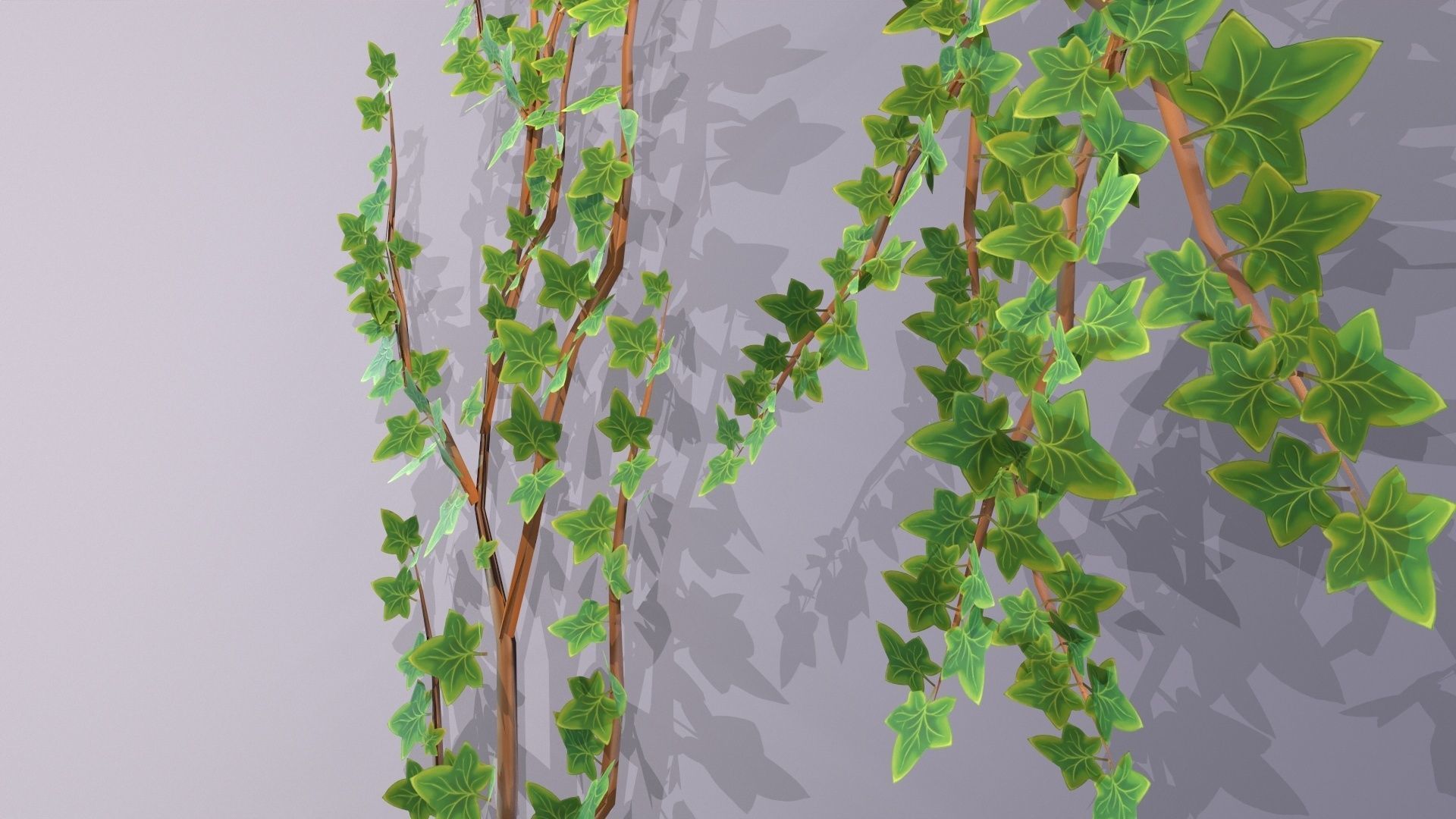 3D model Game asset of stylized lowpoly ivy grass and flower plants VR ...